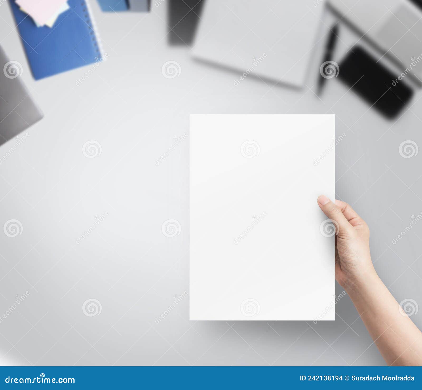 Close Up Hands Holding Paper A4 Size for Work Stock Photo - Image of ...