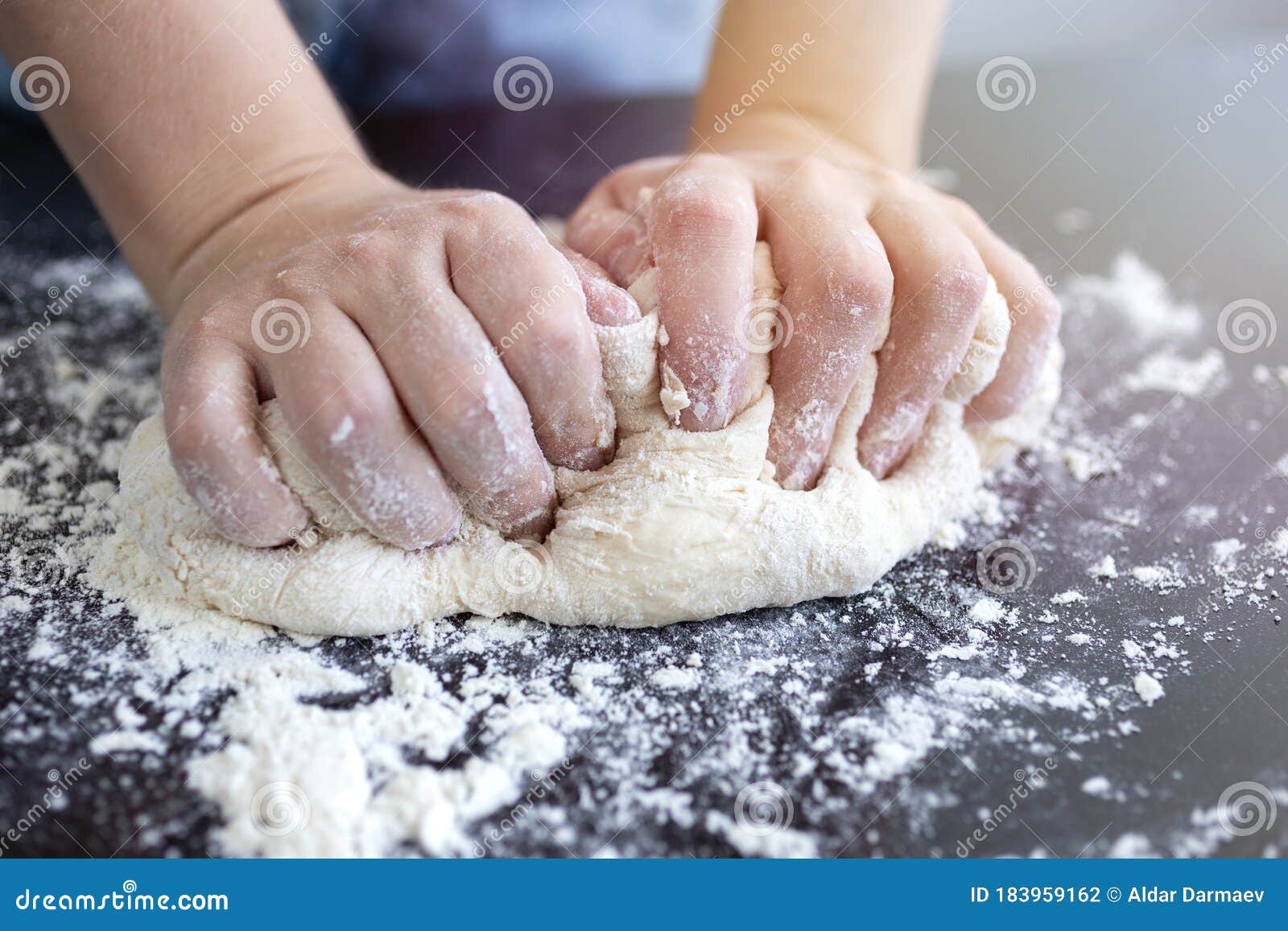 Close Up of Hands Kneading Dough for Bread, Pasta or Pizza Stock Photo ...