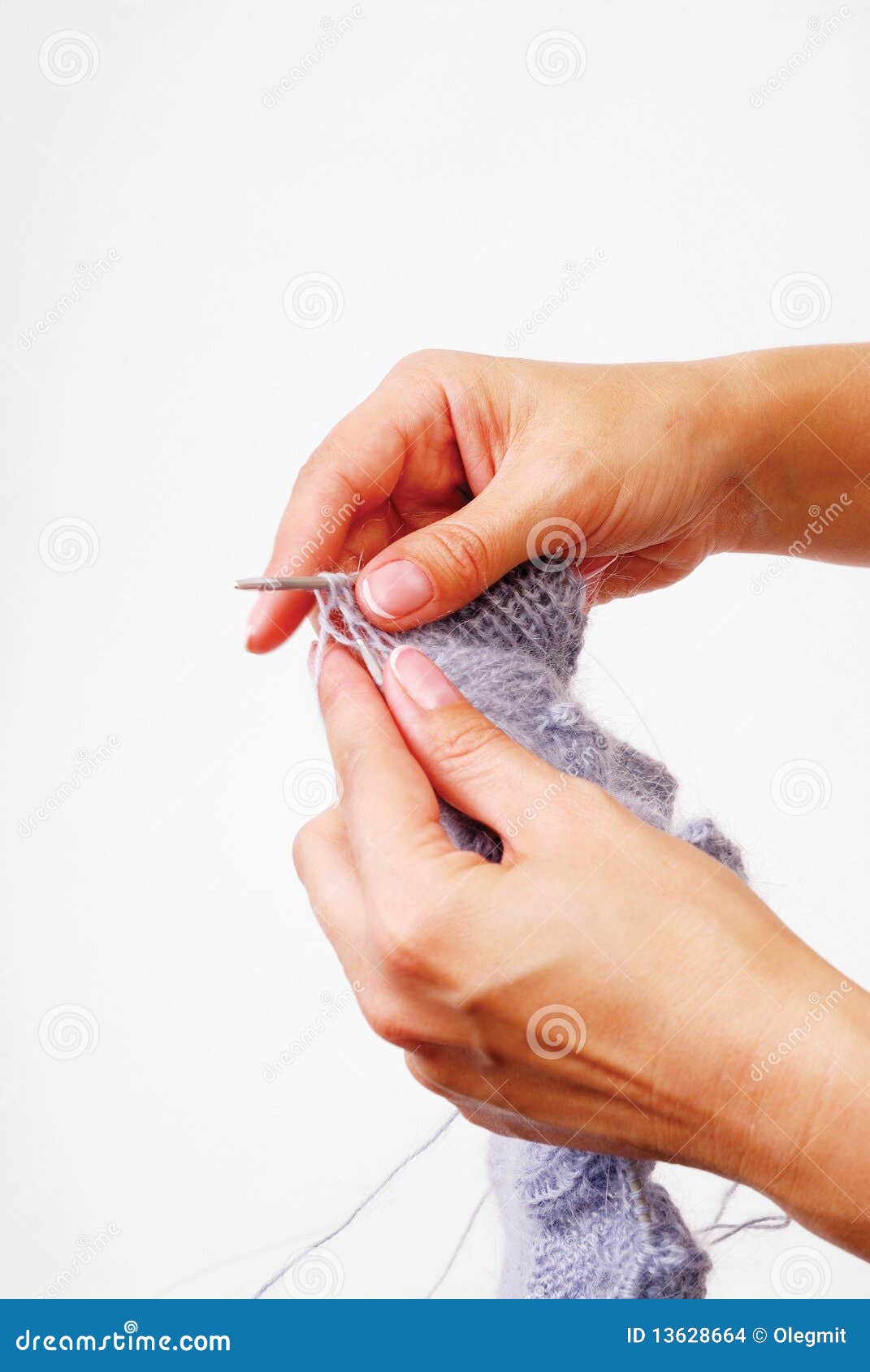 Close-up of Hands Knitting Isolated on White Stock Photo - Image of ...