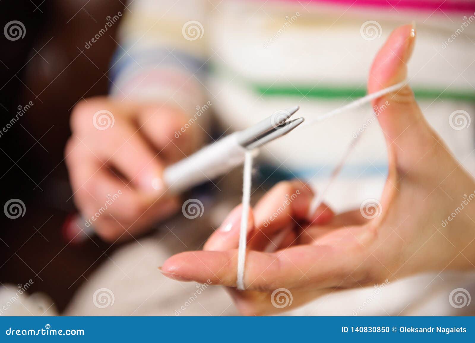 Close Up of Hands Knitting. Process of Knitting. Stock Photo - Image of ...