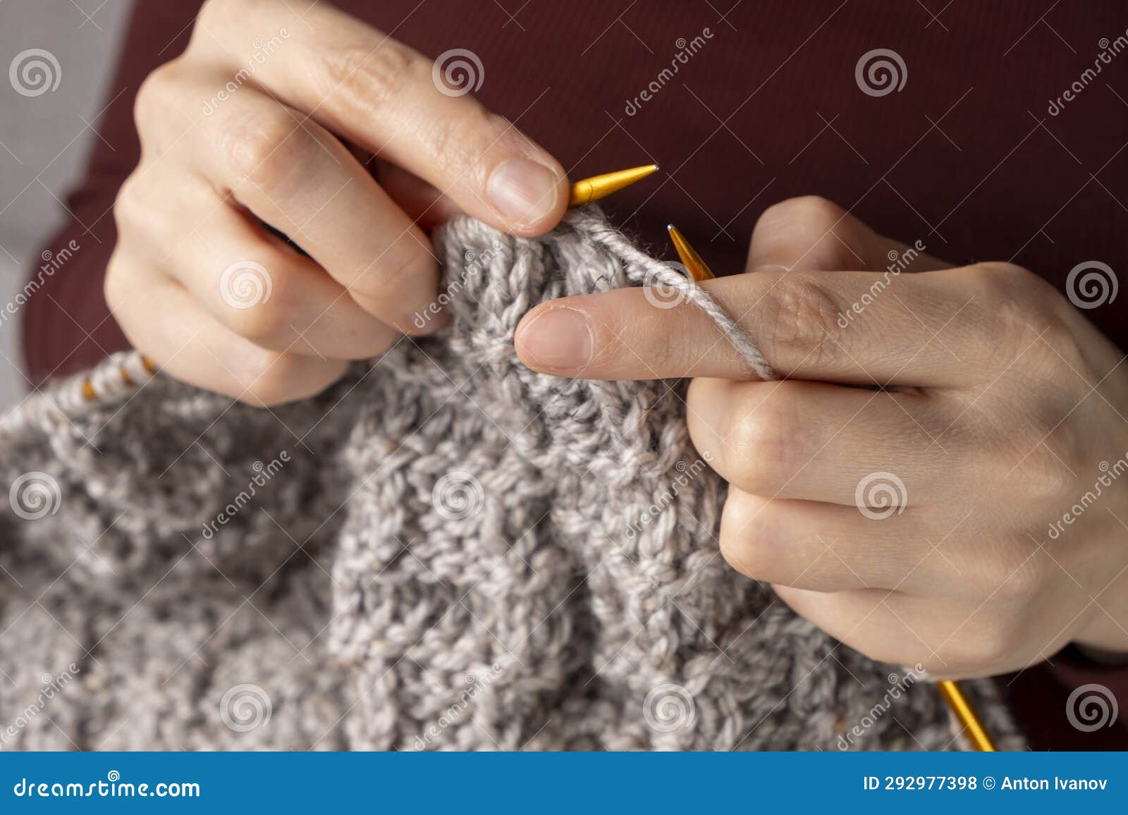 Close-up of Hands Knitting. Process of Knitting. Stock Photo - Image of ...