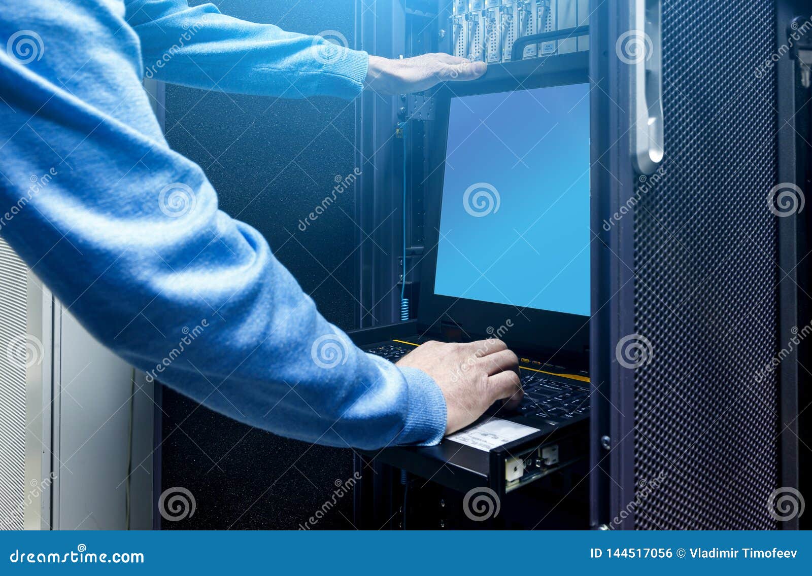 Close Up Hands of Male Technician Working on Laptop and Checking ...