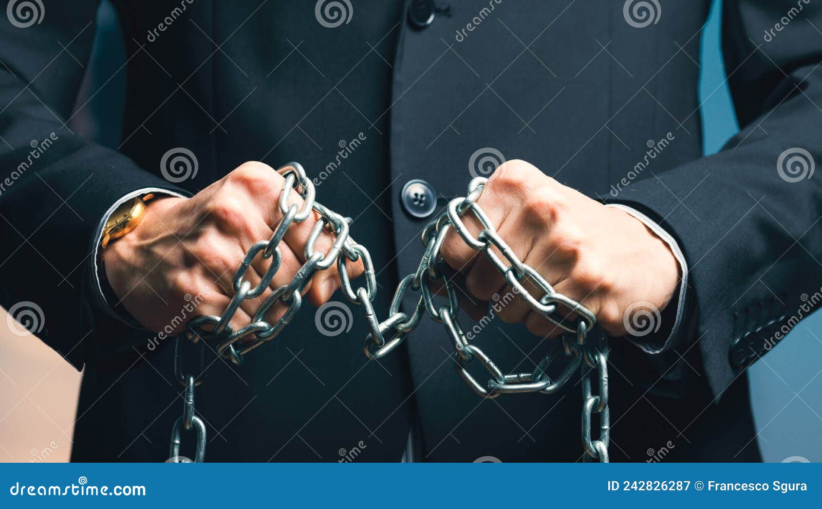 Close Up of Hands of Man Hold Iron Chain Stock Image - Image of ...