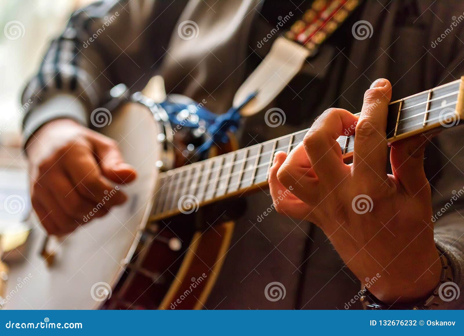 Close Up Hands of Man Playing 8-string Mandolin Stock Photo - Image of ...