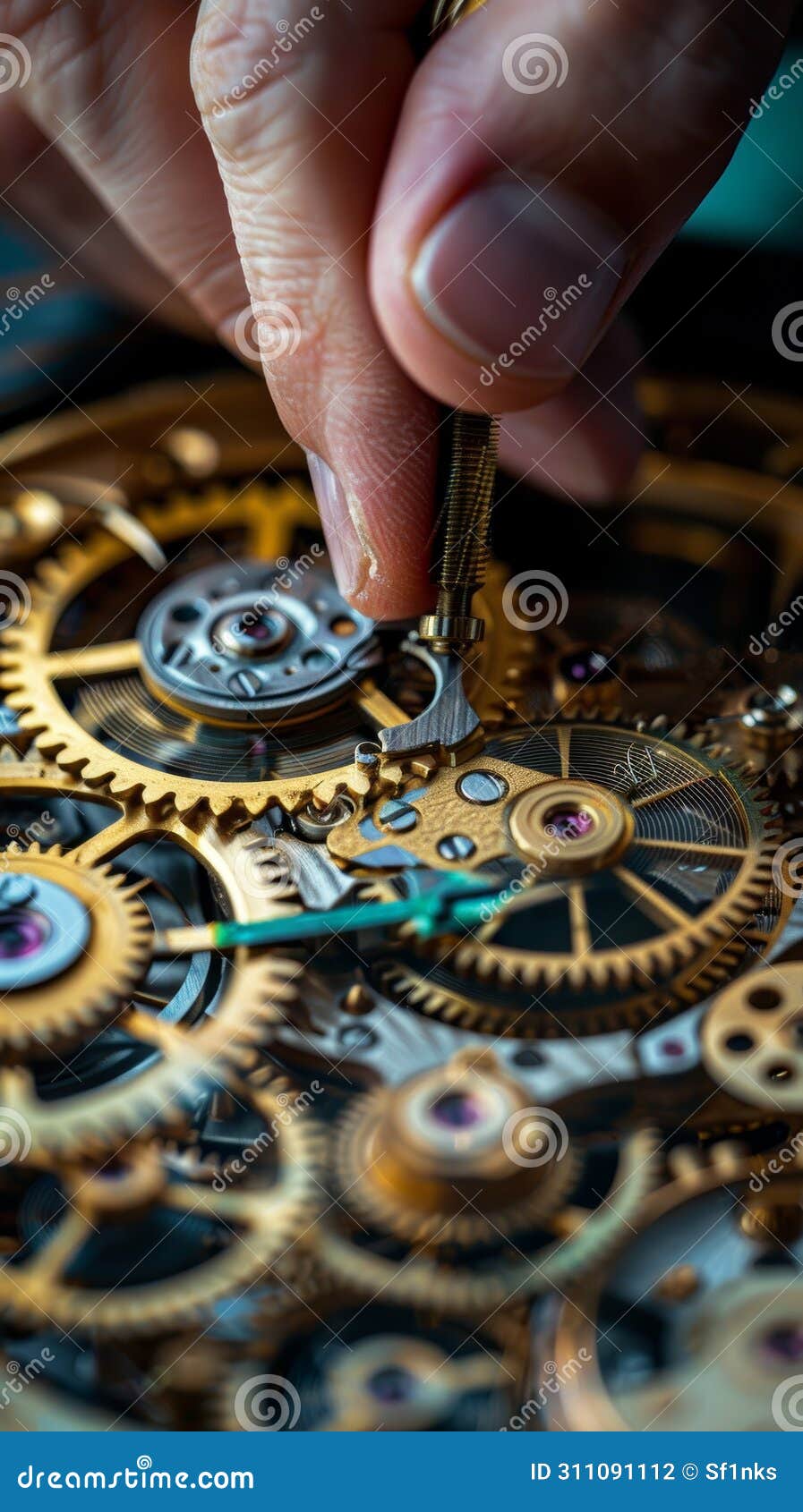 Close-up of Hands Meticulously Assembling Intricate Gears and Cogs of a ...
