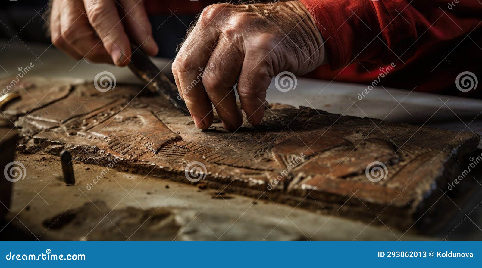 Close-up of Hands Meticulously Restoring a Damaged Ancient Artifact ...