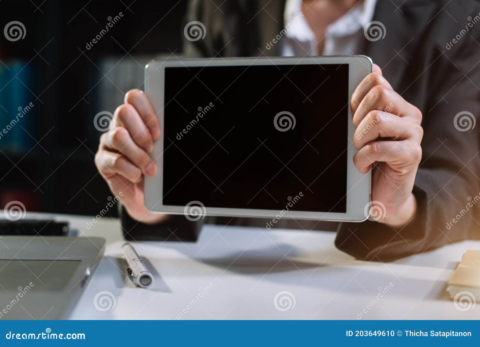 Close Up Hands Multitasking Man Using Tablet, Laptop and Cellphone ...