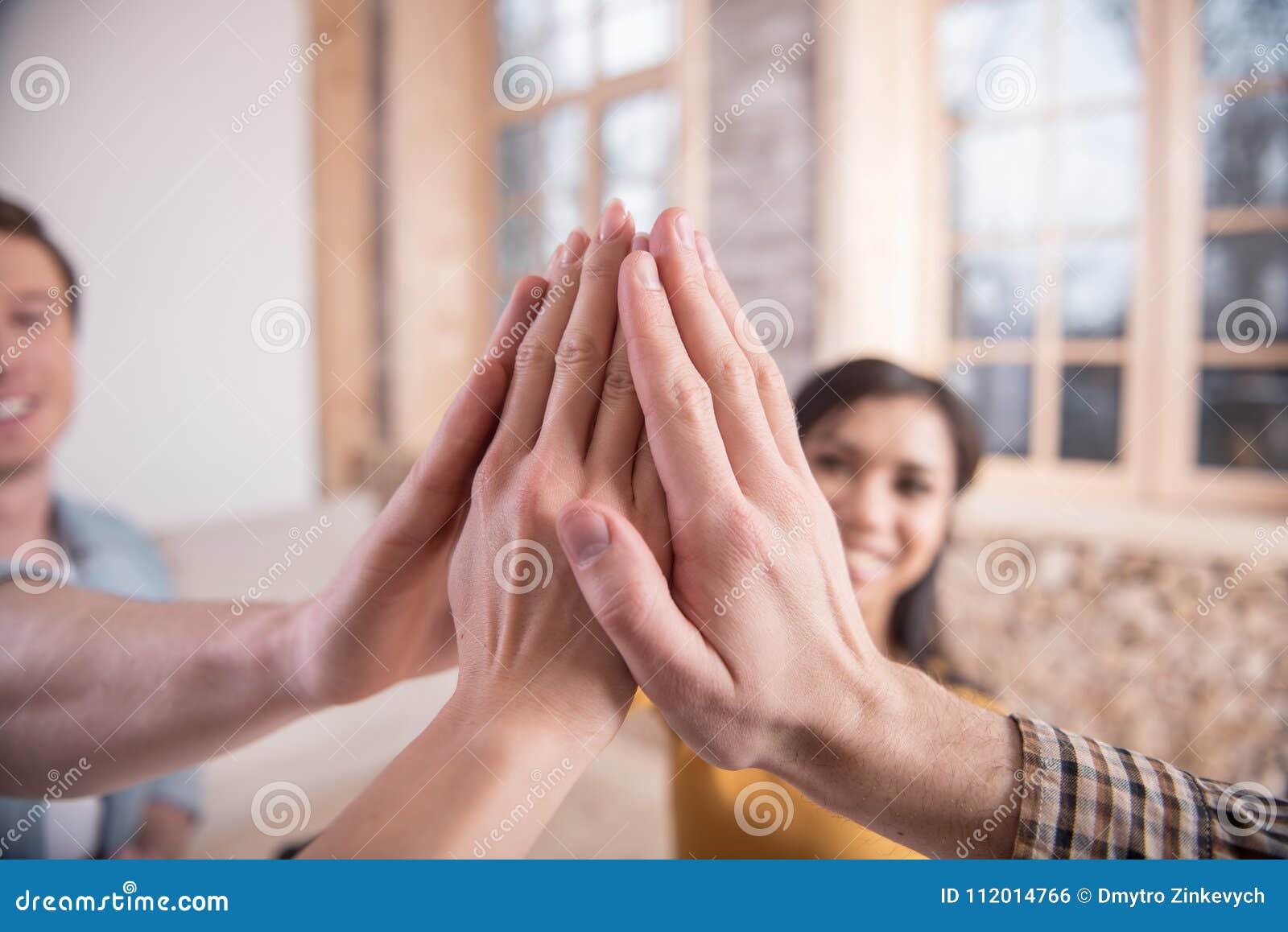 Close Up of Hands of Nice Young People Stock Photo - Image of goal ...