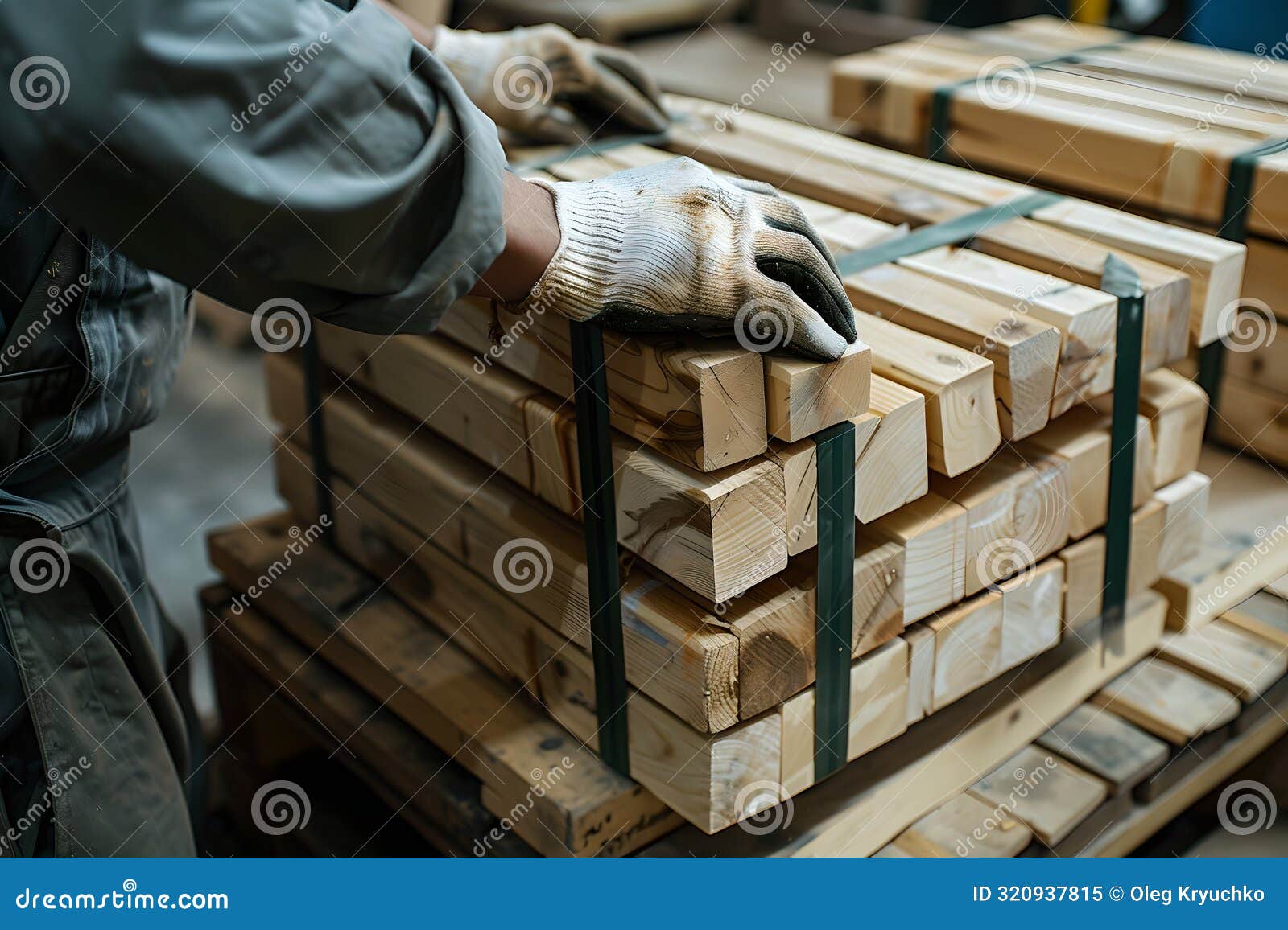 Close-up of Hands Packaging Timber in Workshop. Manual Labor and ...