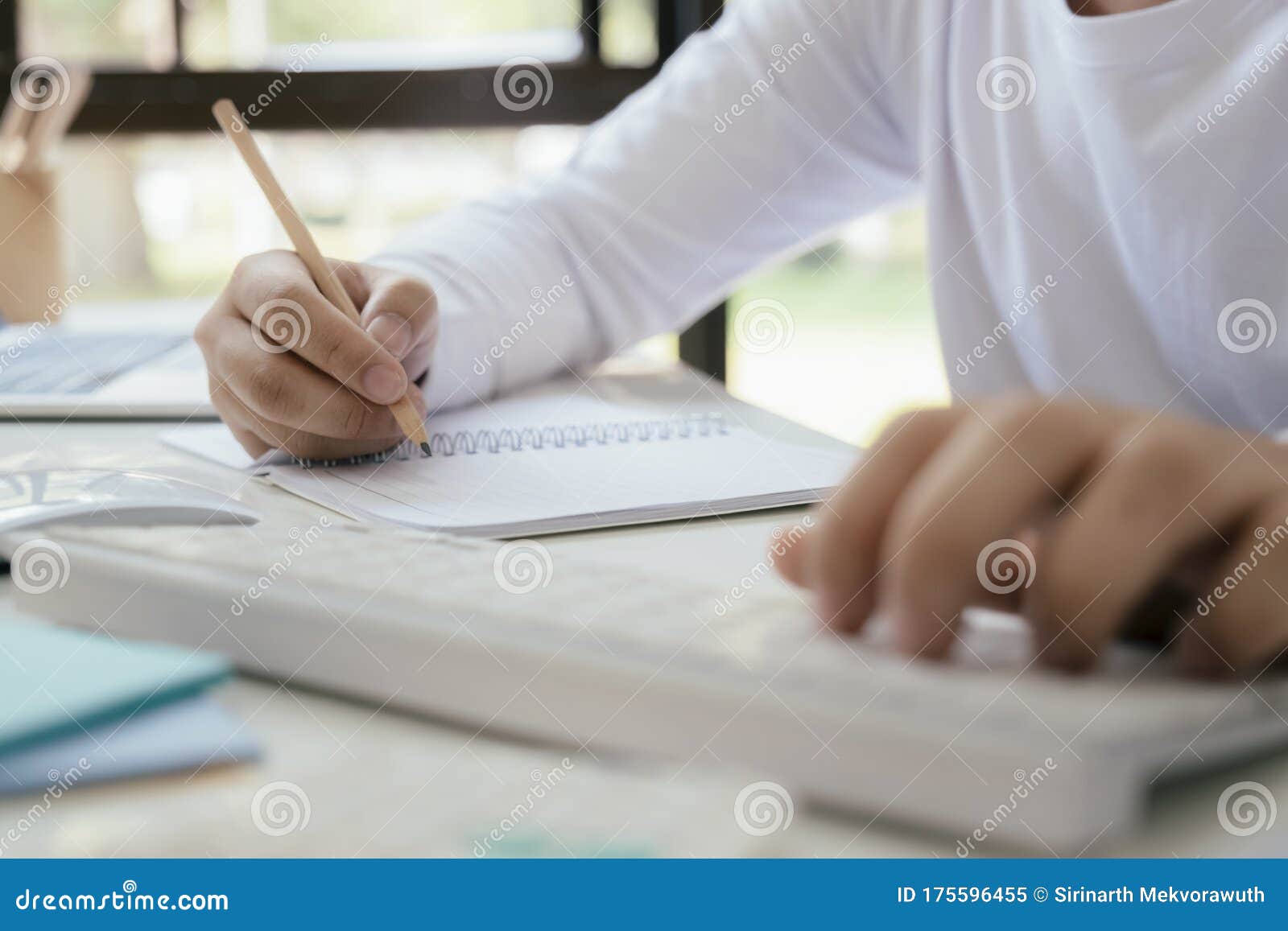 Close Up Hands with Pen Writing on Notebook Stock Image - Image of idea ...