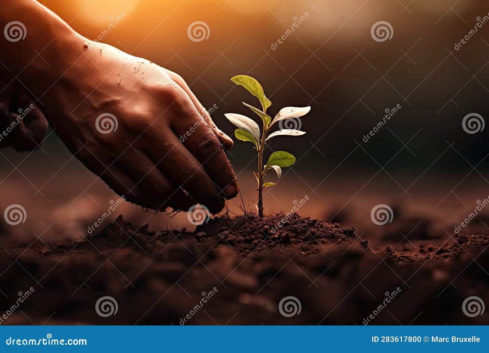 Close-up of Hands Planting Tree - AI Generated Stock Illustration ...