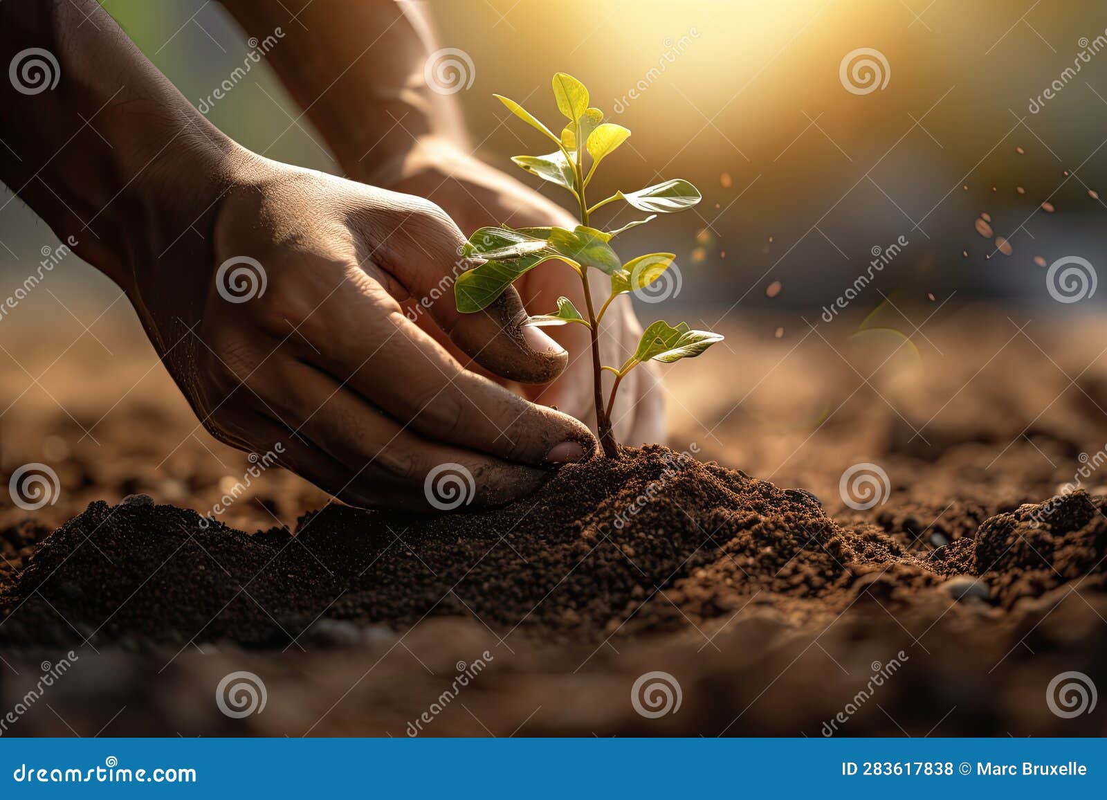 Close-up of Hands Planting Tree - AI Generated Stock Illustration ...