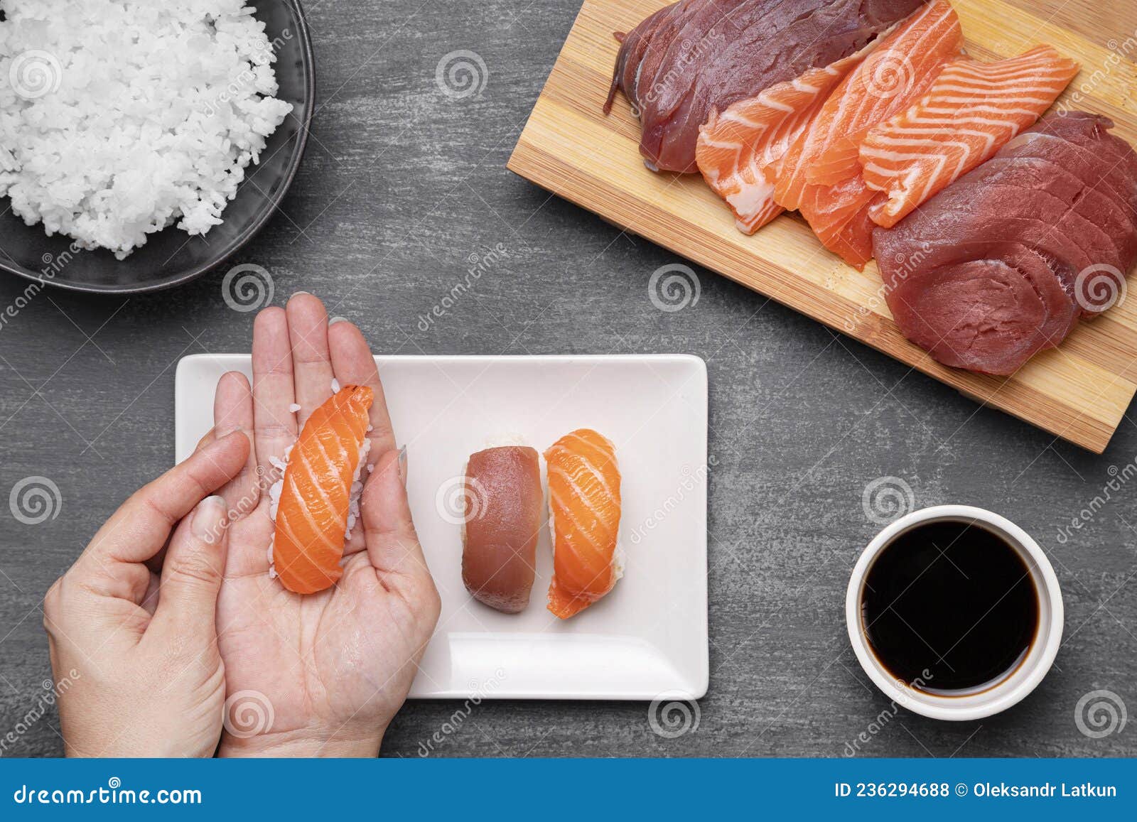 Close Up Hands Preparing Sushi. High Quality Photo Stock Photo - Image ...