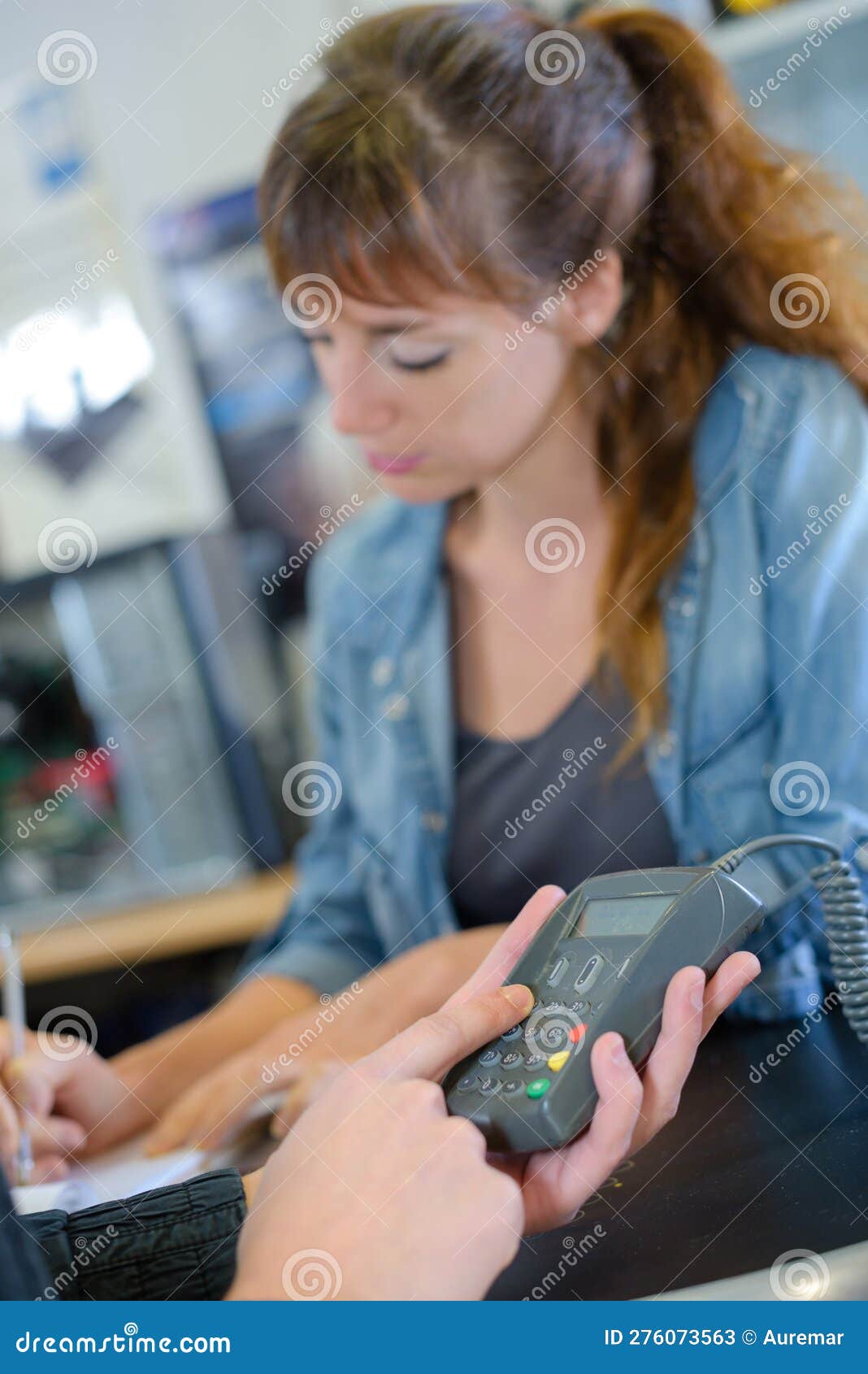 Close Up Hands Pressing Buttons Stock Image - Image of transaction ...