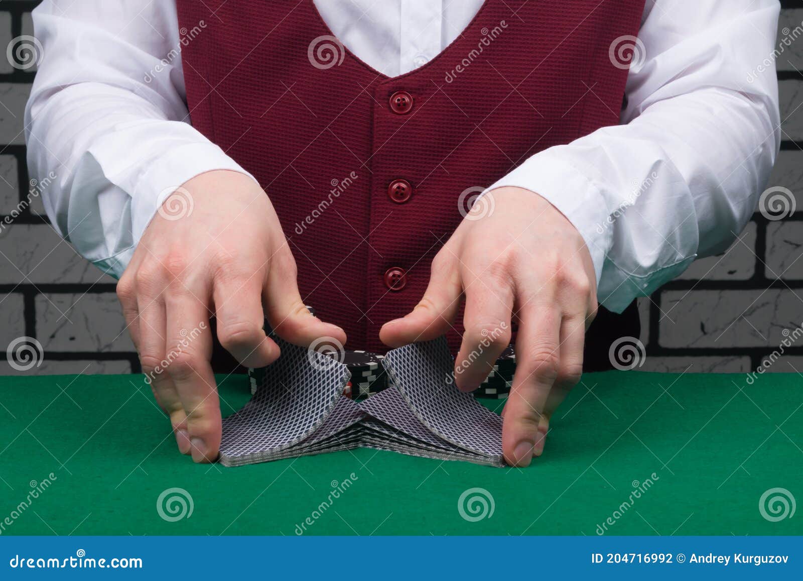 Close-up of Hands in the Process of Shuffling Decks of Cards on the ...