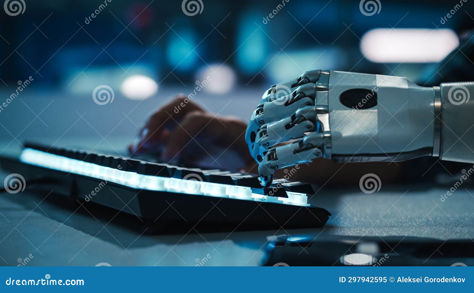 Close-up on Hands: Programmer with Disability Using Prosthetic Arm To ...