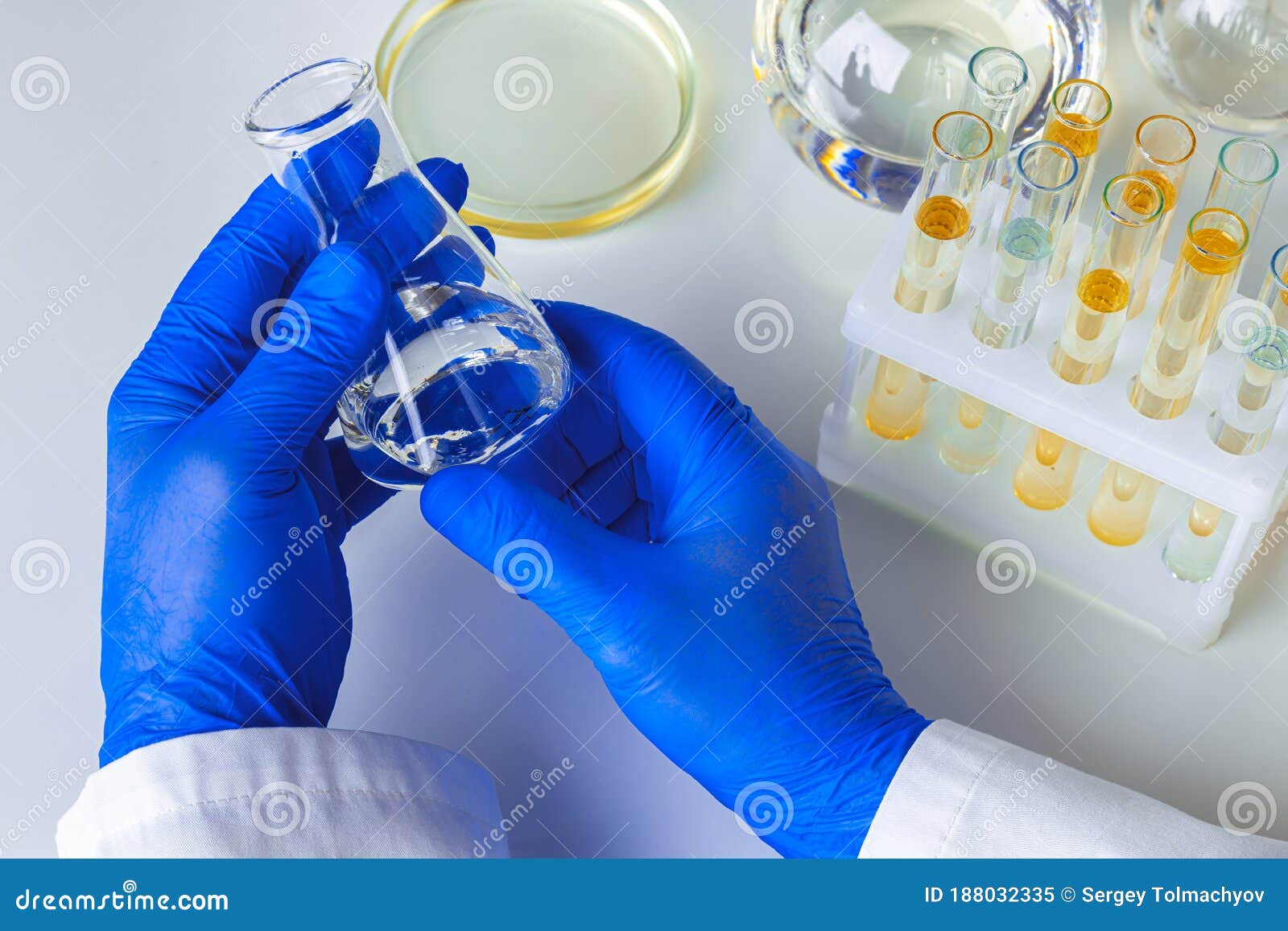 Close Up of Hands of a Scientist Working with Laboratory Samples Stock ...