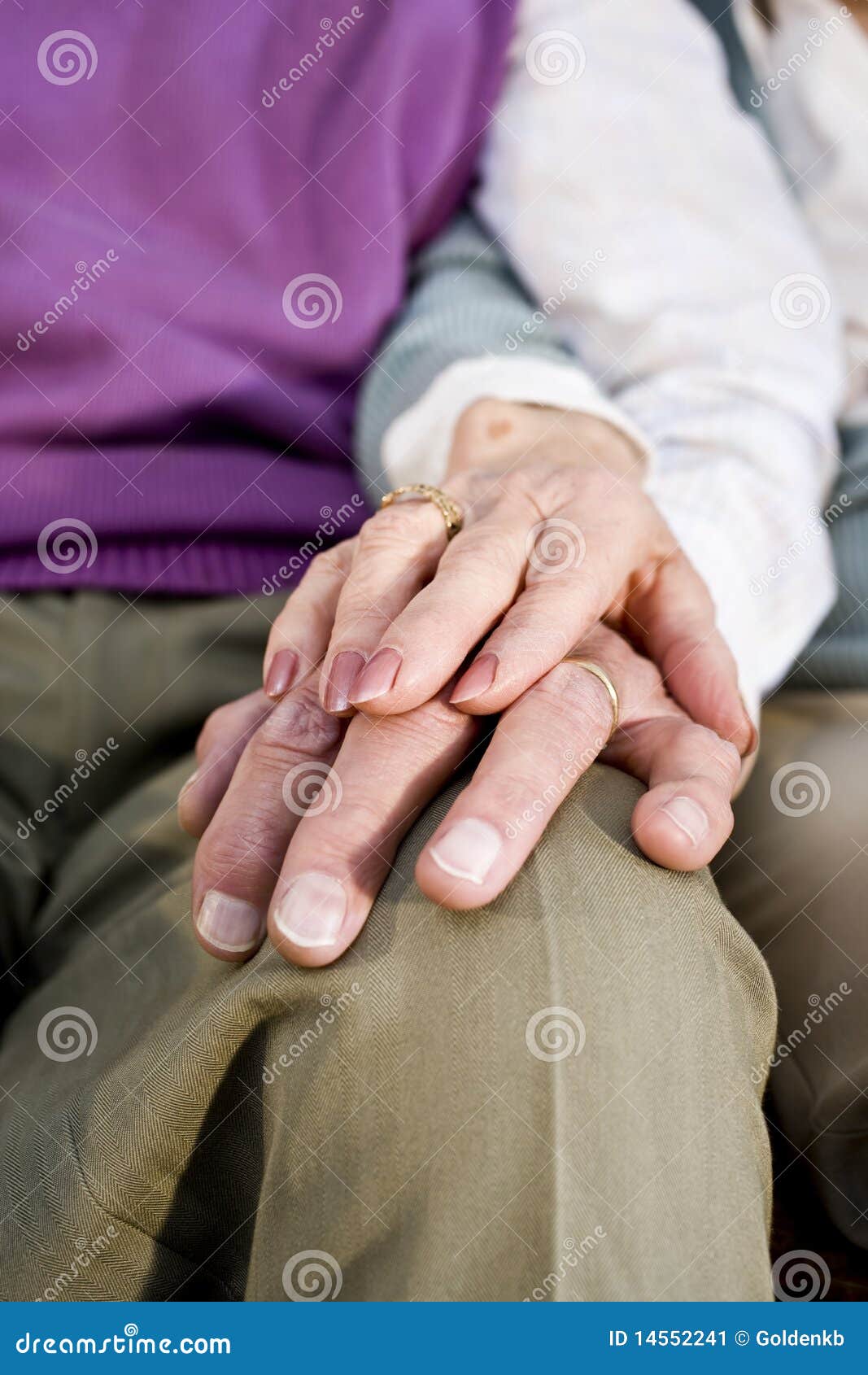 Close-up Hands of Senior Couple Resting on Knee Stock Image - Image of ...