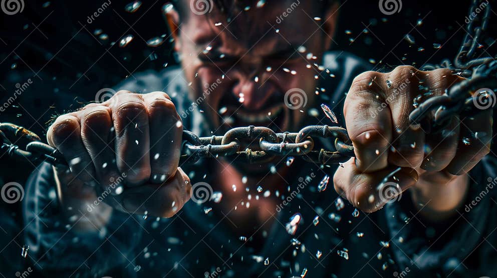 A Close Up of Hands Shattering Chains Stock Illustration - Illustration ...
