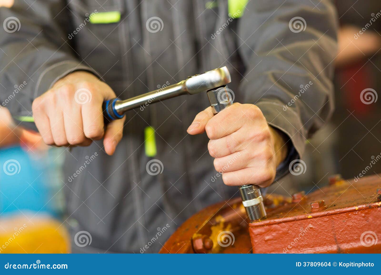 Close-up of Hands with a Spanner Stock Photo - Image of work, service ...