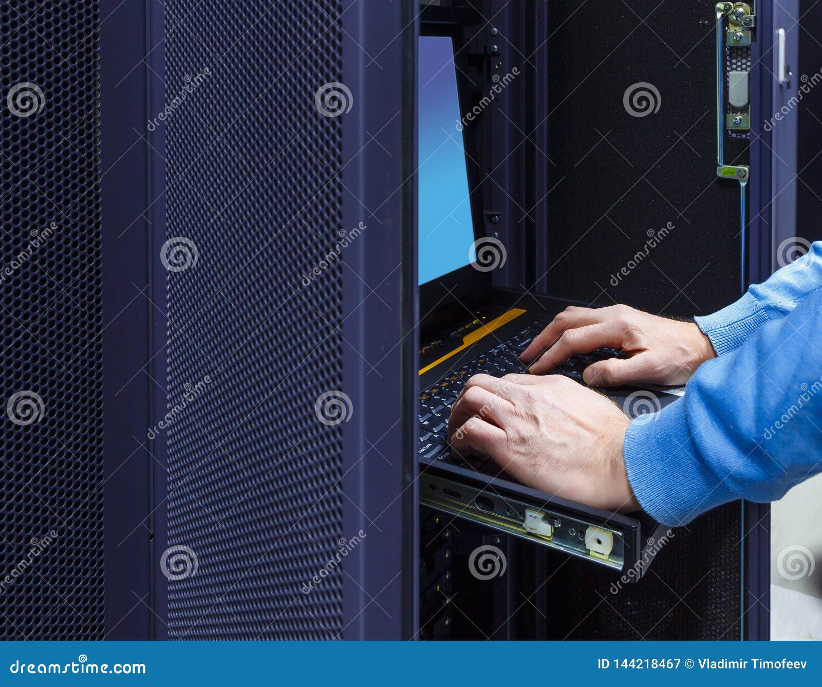 Close Up Hands of System Administrator Checking Computer Equipment in ...