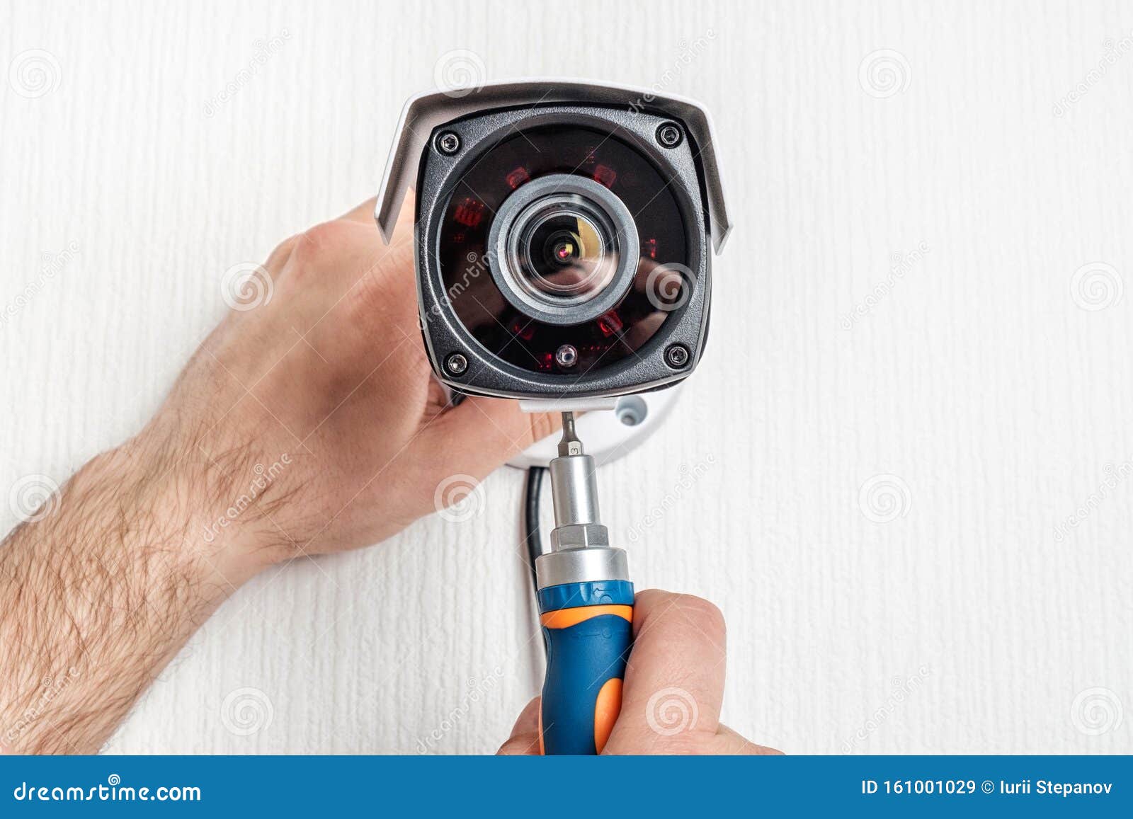 Close-up Hands of Technician Adjusting CCTV Camera Stock Image - Image ...