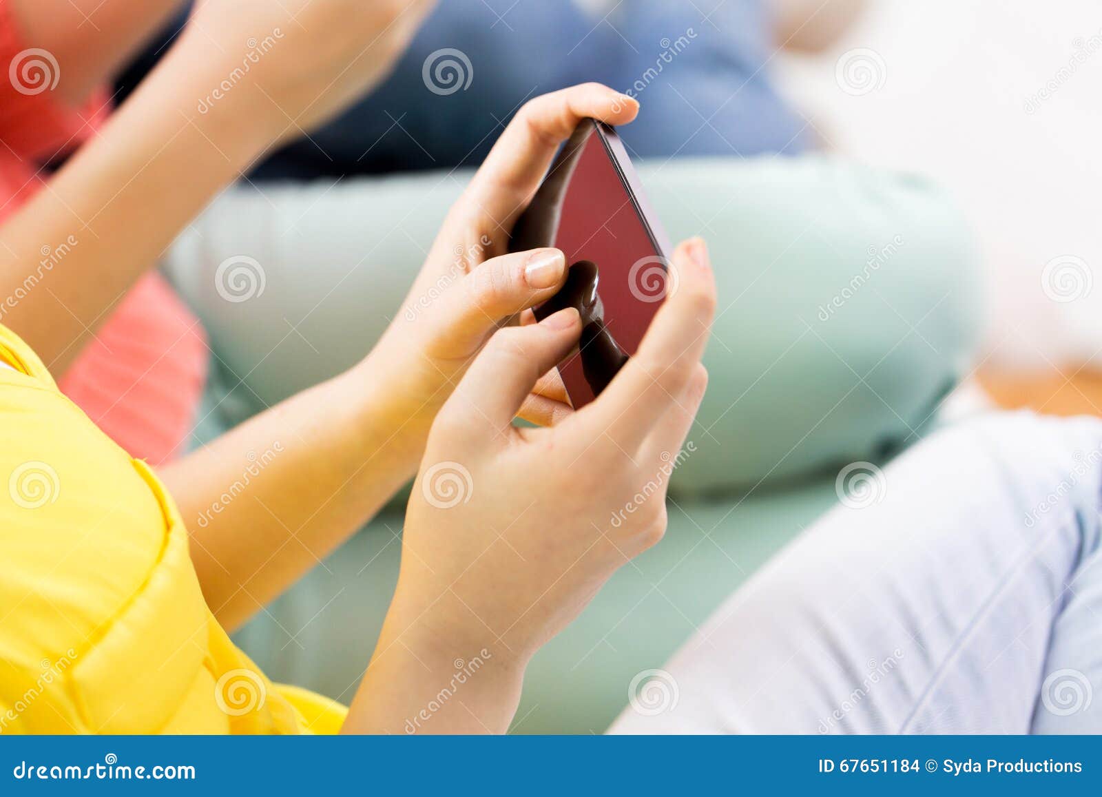 Close Up of Hands Texting on Smartphone at Home Stock Photo - Image of ...