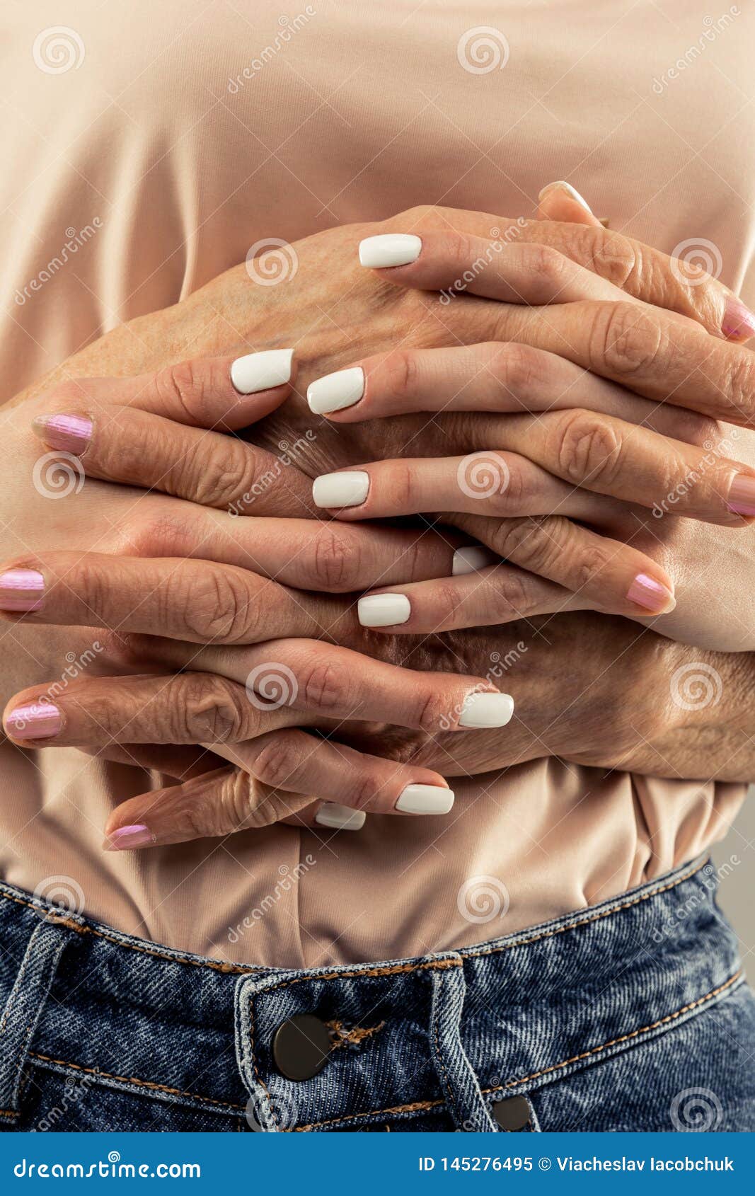 Close Up of Hands of Two Generations Stock Image - Image of manicure ...