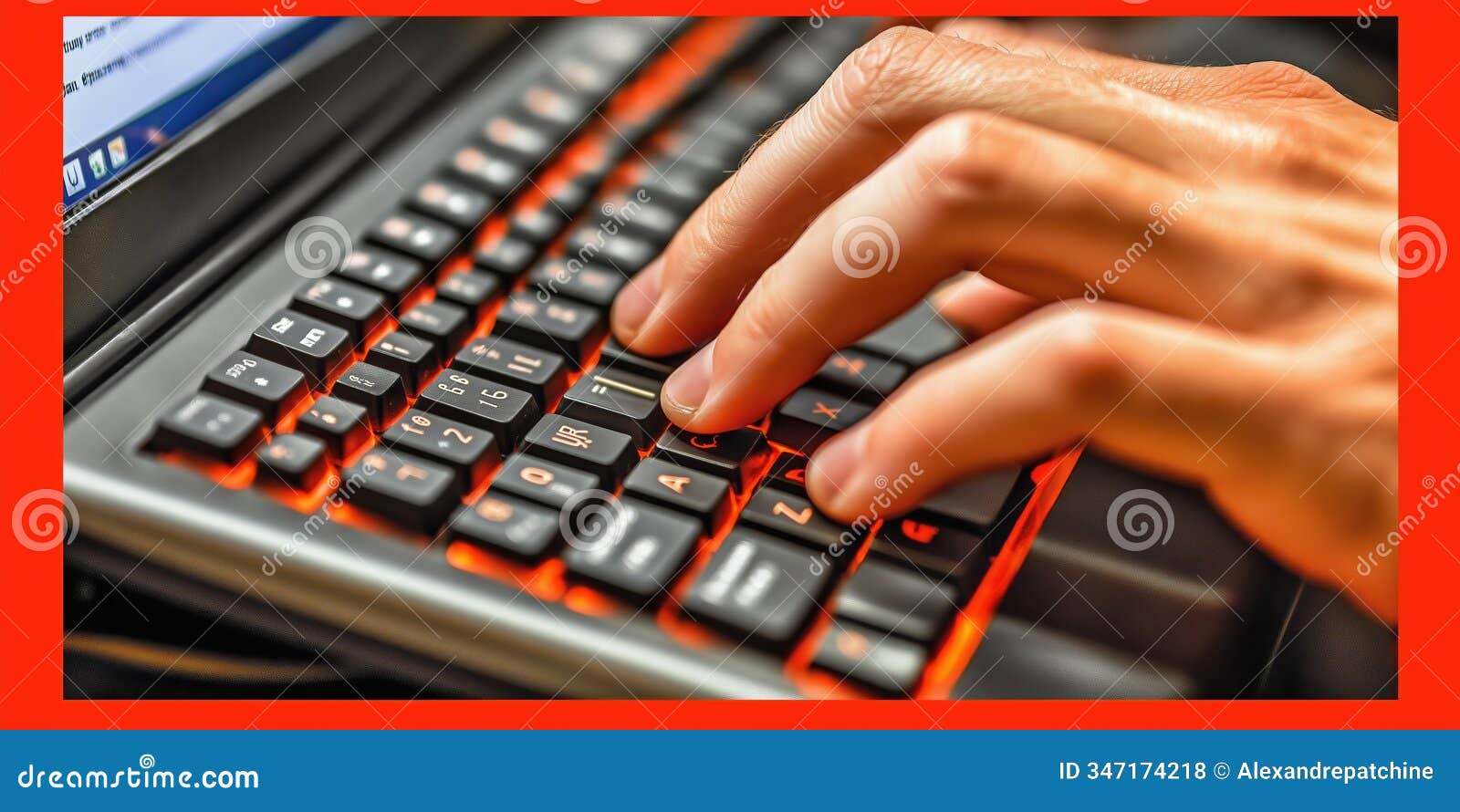Close-up of Hands Typing on a Backlit Keyboard, Suggesting Programming ...