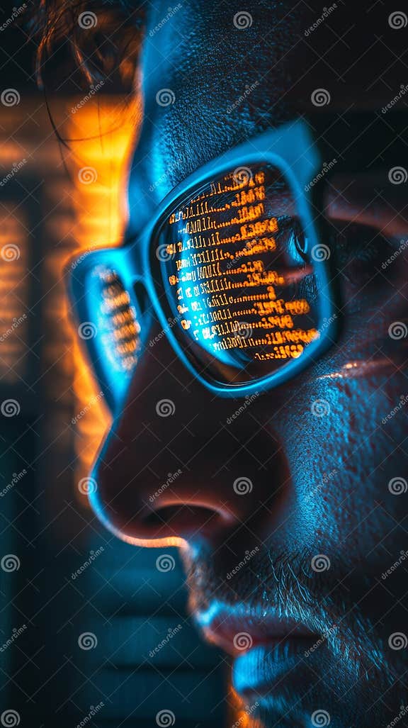 Close-up of Hands Typing Code on a Laptop with Digital Code Overlay, Highlighting Programming ...