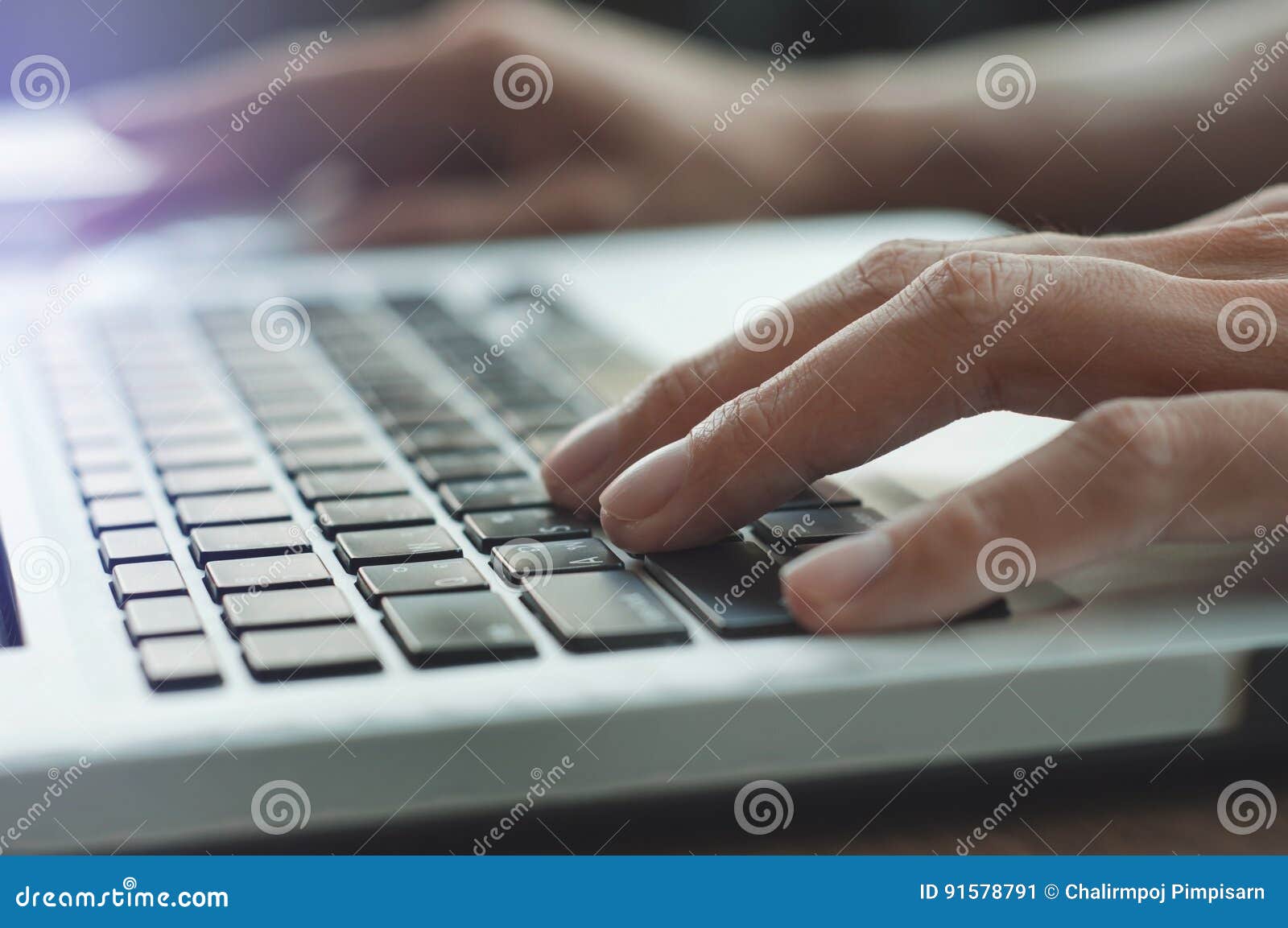 Close Up Hands Typing Keyboard Laptop Stock Image - Image of ...