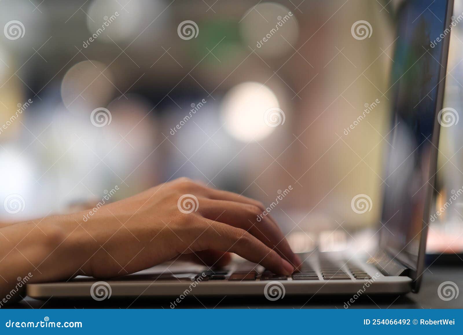 Close Up Hands Typing on Keyboard of Laptop Computer Stock Photo ...
