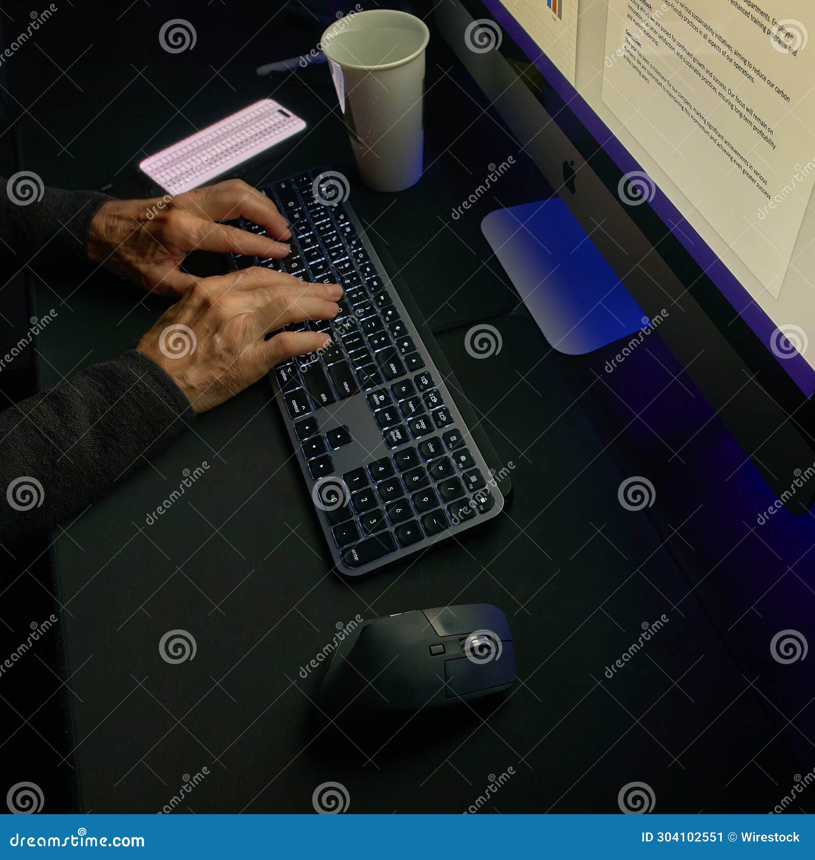 Focused Workstation - Hands at Keyboard and Mouse Stock Image - Image of keyboard, hands: 304102551