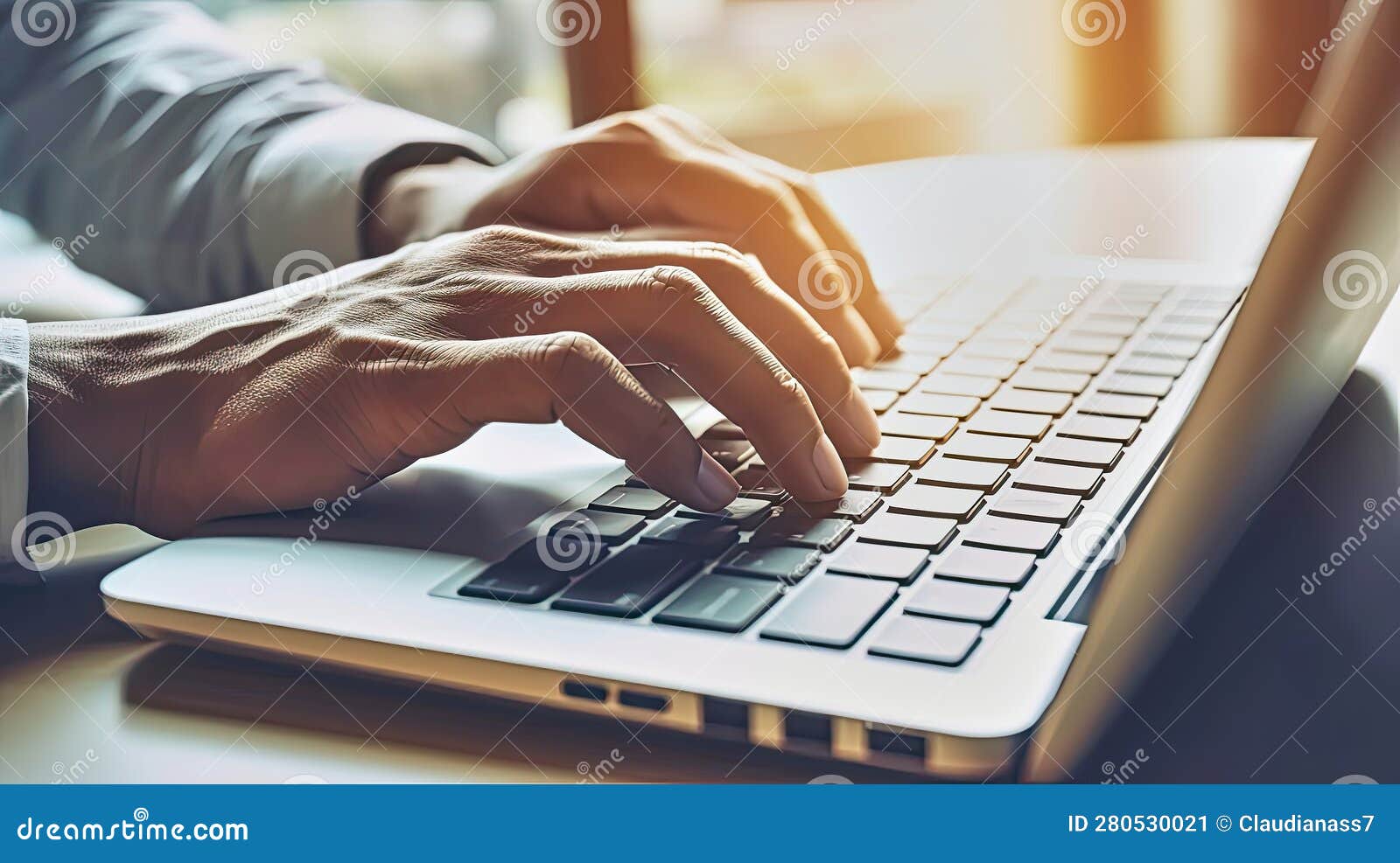 Close Up of Hands Typing on a Laptop, Generative Ai Illustration Stock ...