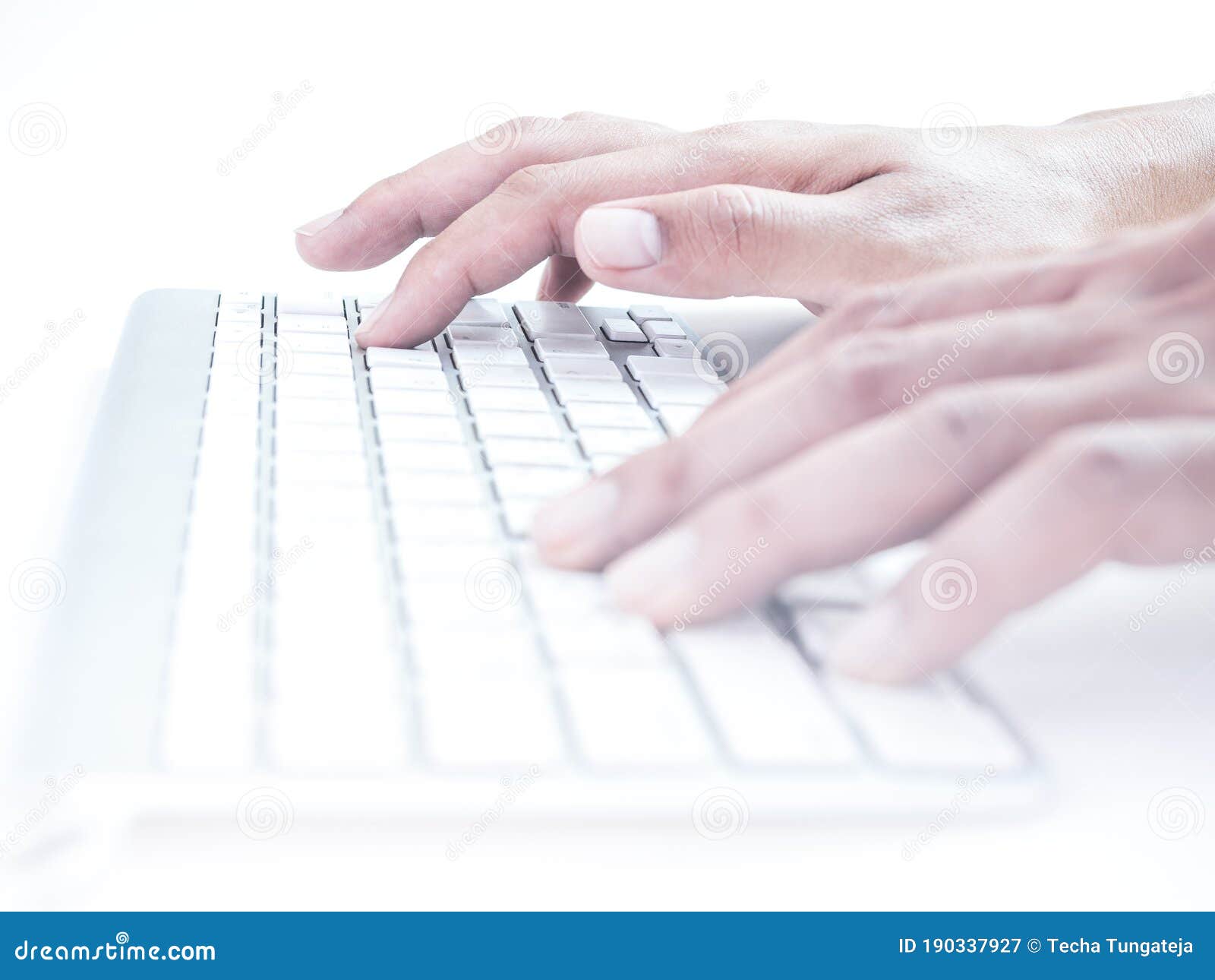 Hands Typing on Remote Control Wireless Computer Keyboard Stock Image ...
