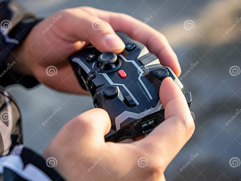 Close-up of Hands Using a Game Controller Stock Image - Image of ...