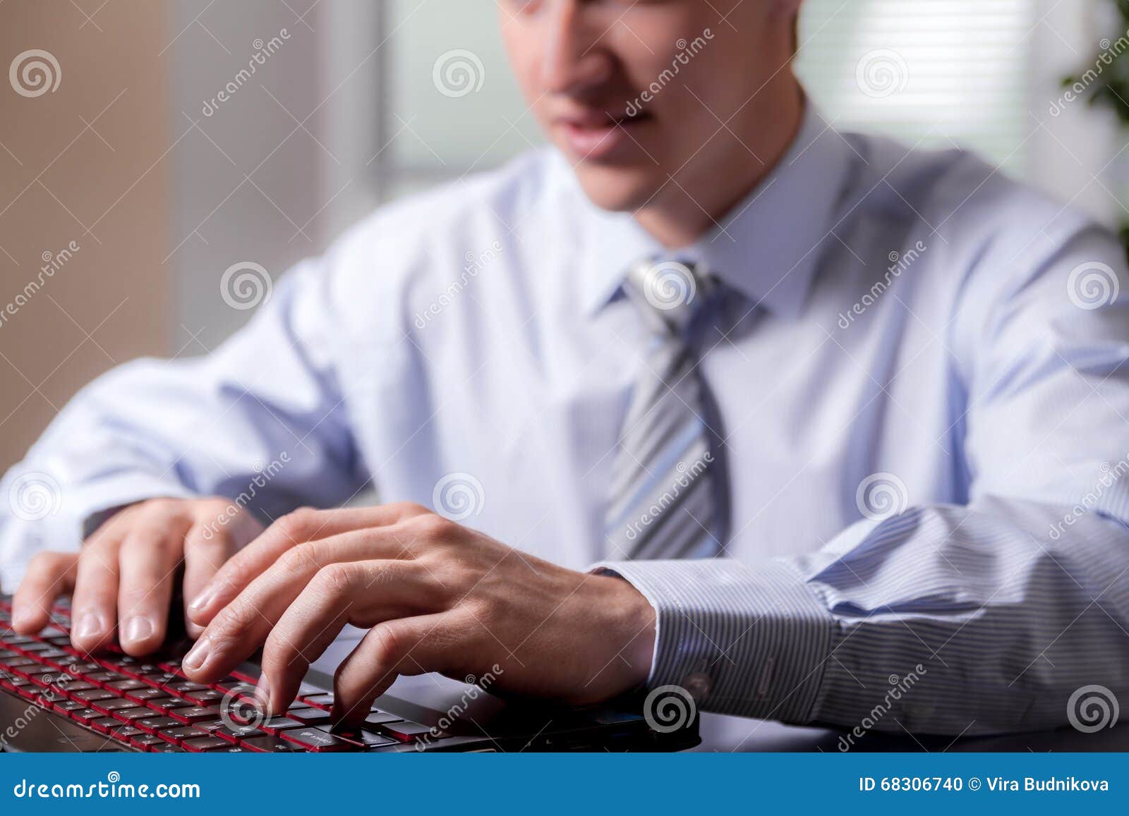 Close-up Hands of a Young Man Working on the Computer. Stock Photo ...