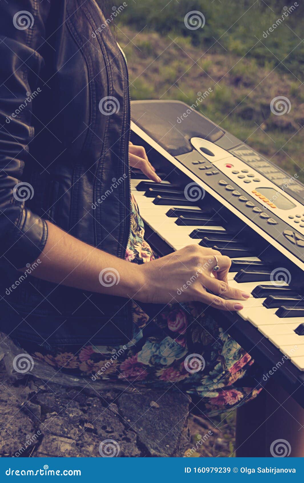 Close Up of the Hands of a Young Woman Playing Piano Outdoor, Vintage ... Close Up of the Hands of a Young Woman Playing Piano Outdoor, Vintage ...
