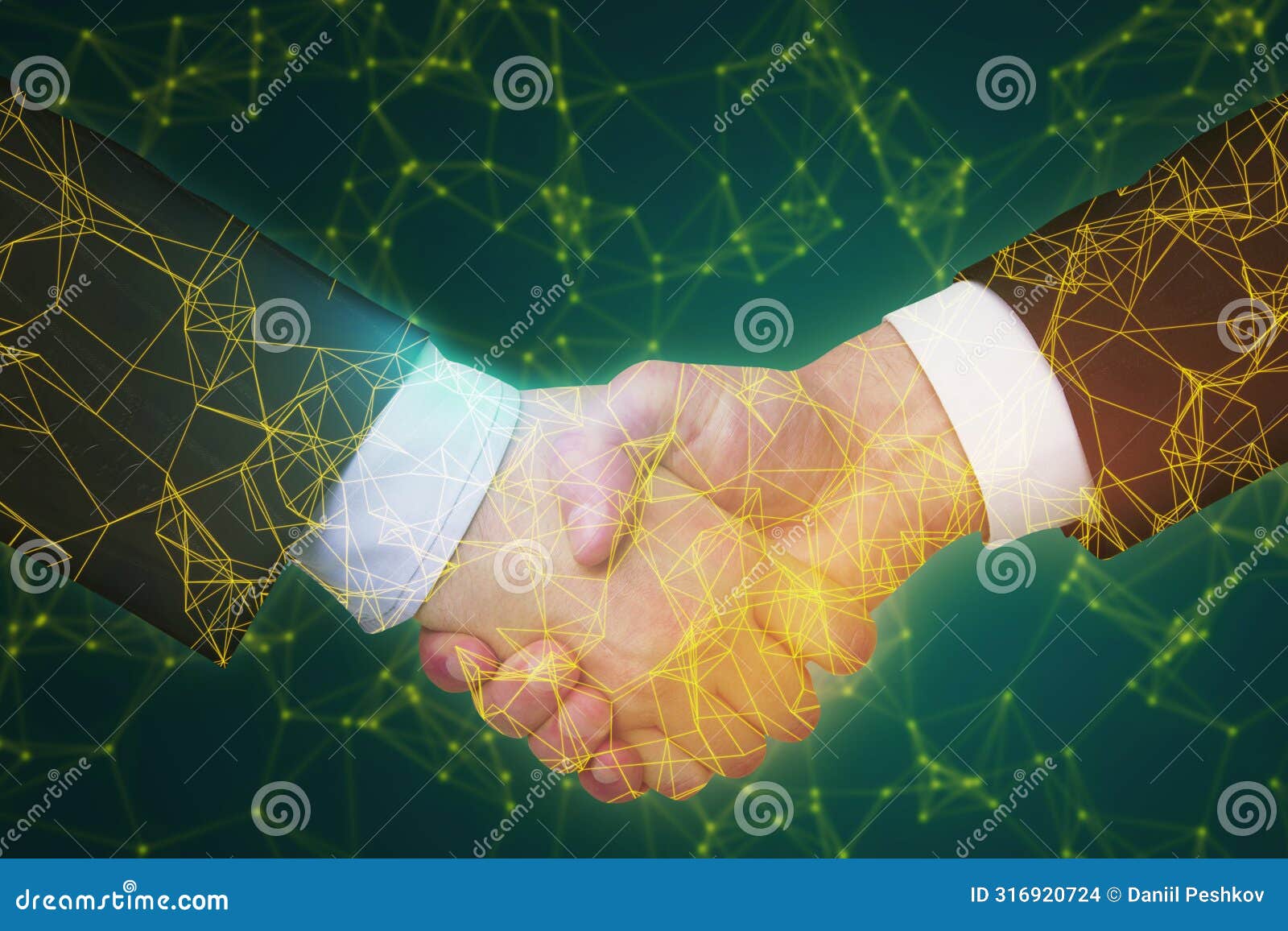 Close Up of Handshake on Abstract Polygonal Backdrop. Partnership and ...