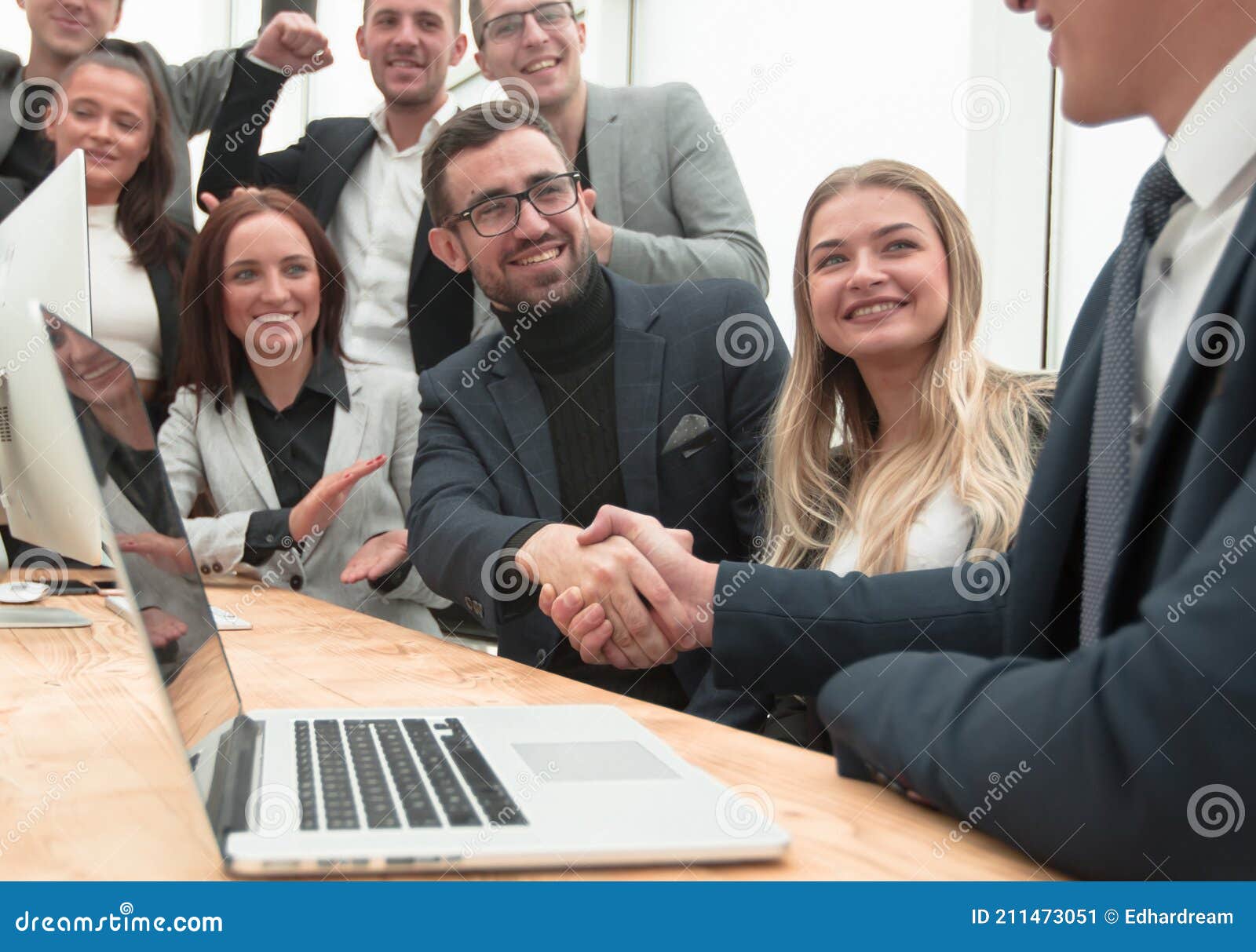 Handshake of Colleagues at a Work Meeting Stock Image - Image of ...