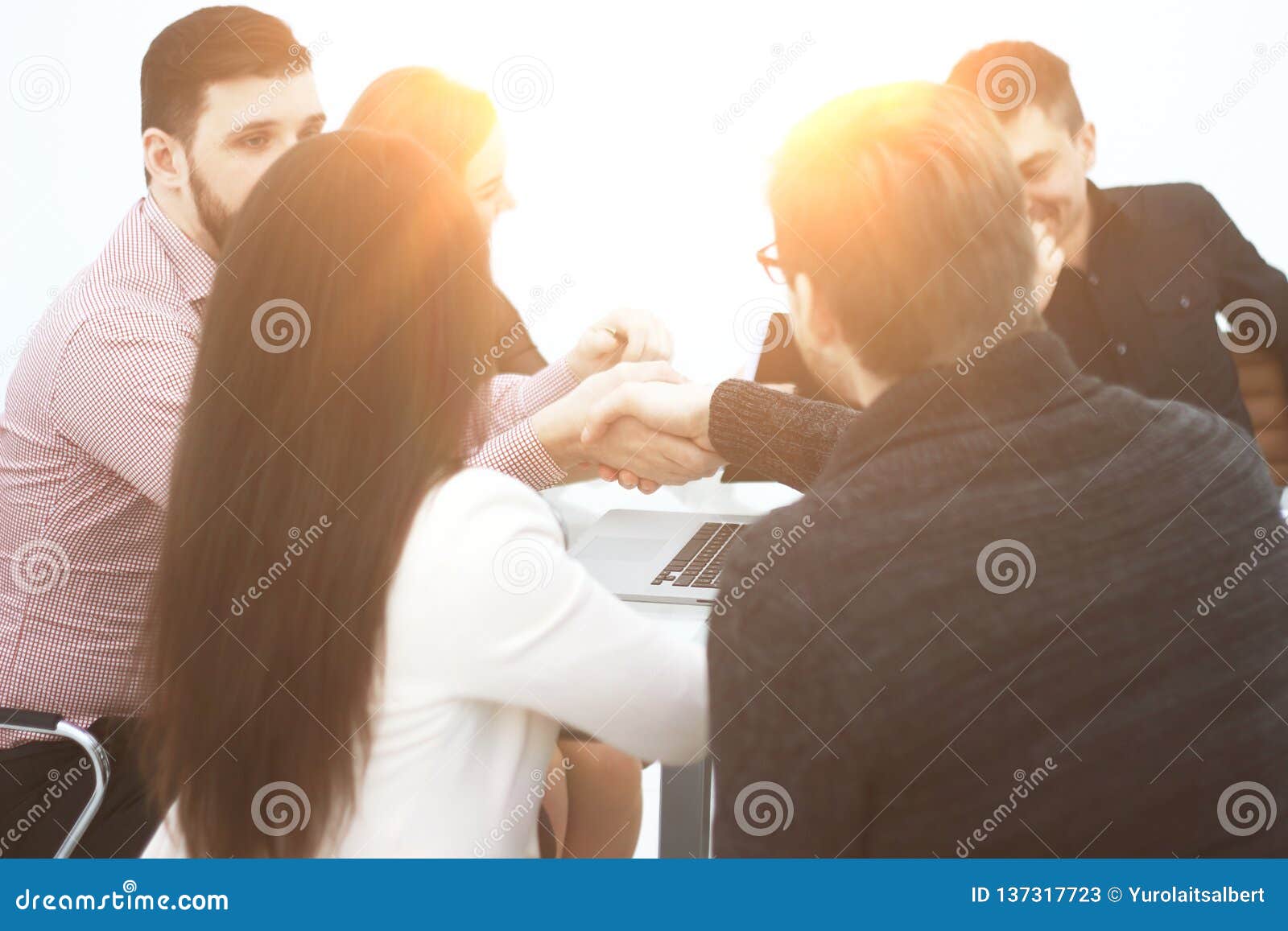 Close Up.handshake of the Manager and the Client in the Creative Office ...