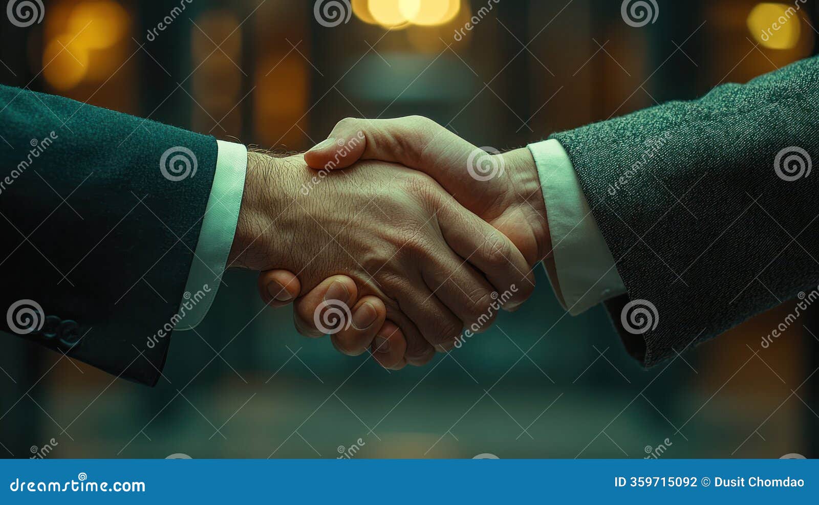 Close Up of Handshake between Two People in Blurred Office Setting ...
