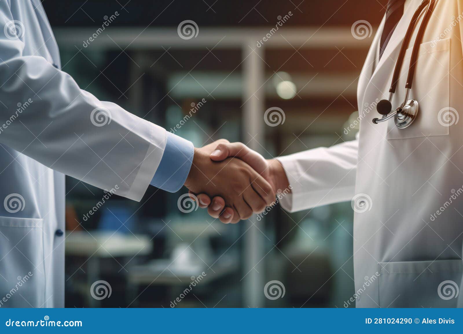 Friendly Handshake of Two Doctors. Generative AI Stock Illustration ...