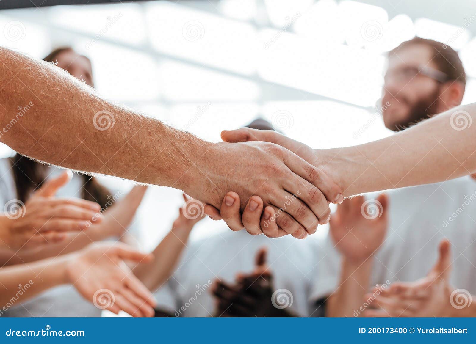 Close Up. Handshake of Two Students on the Background of the St Stock ...