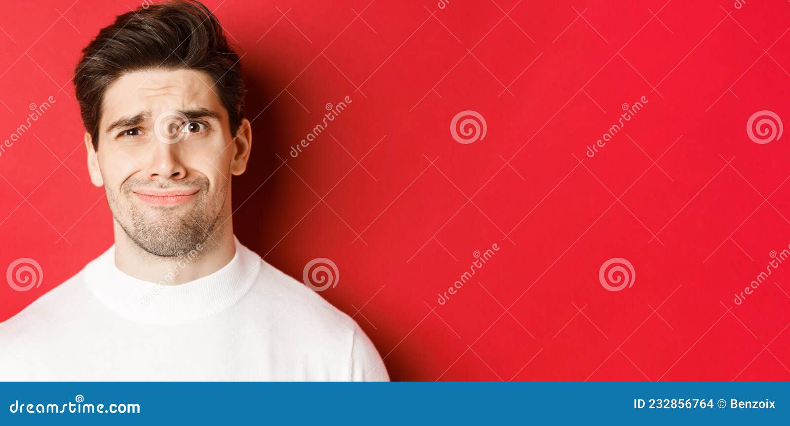 Close-up of Handsome Man Feeling Uncomfortable, Grimacing and Looking ...