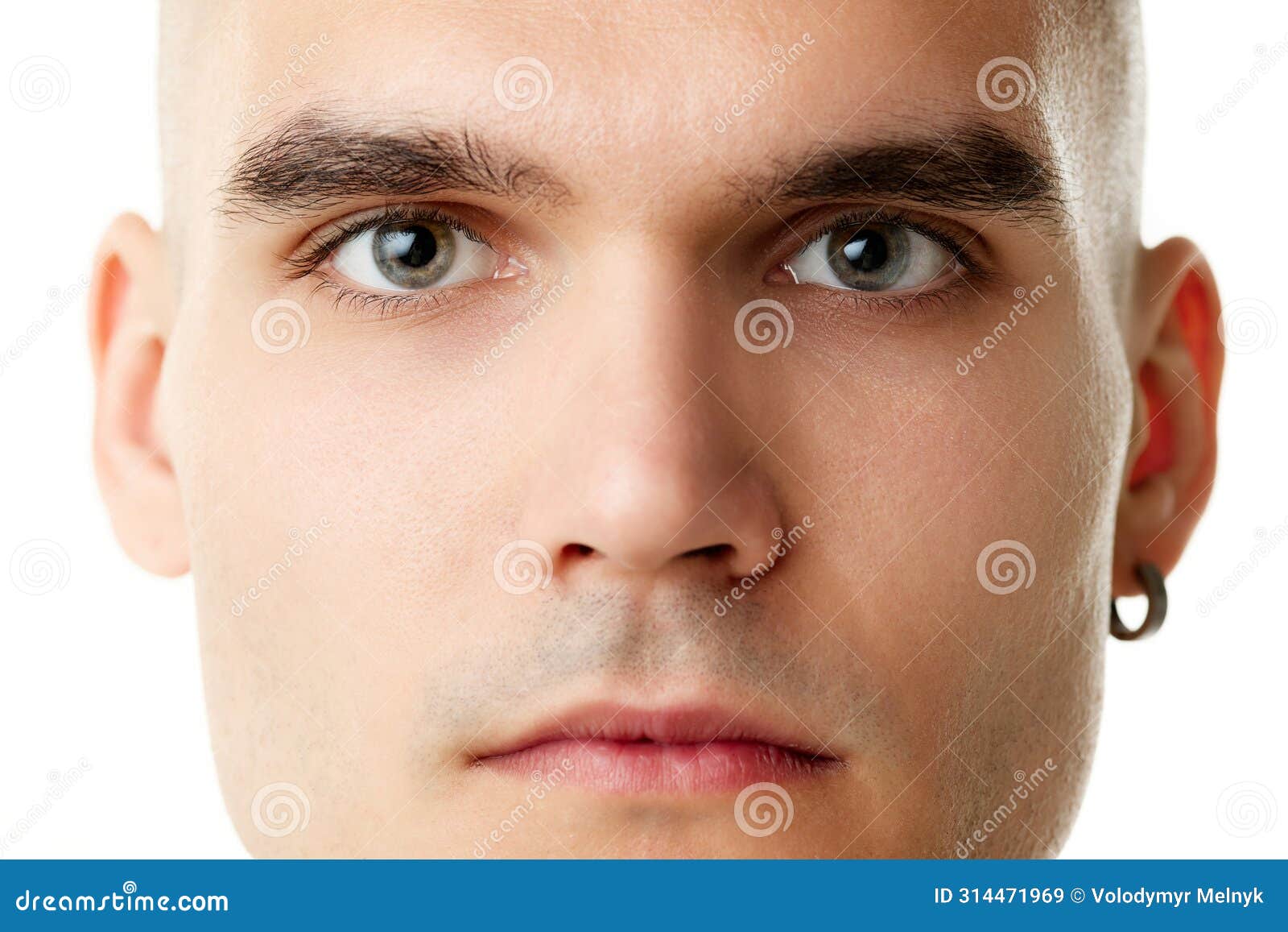 Close-up of Handsome Young Man with Serious Expression, Clear Face ...