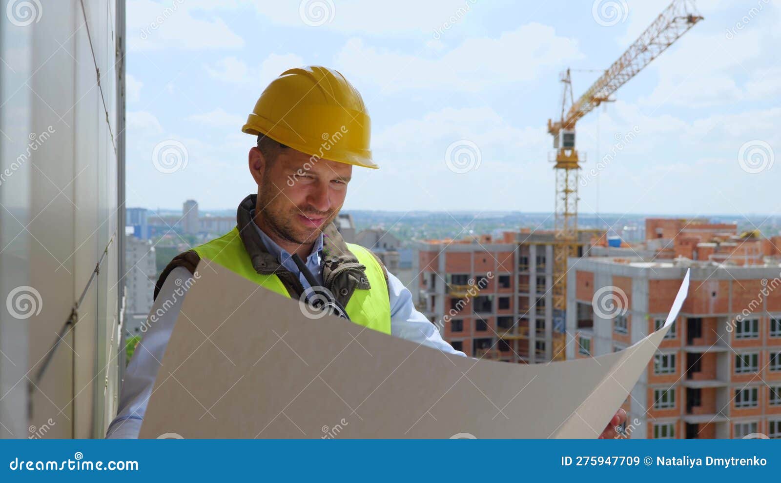 Close Up of Handsome Young Professional Male Constructor in Helmet ...