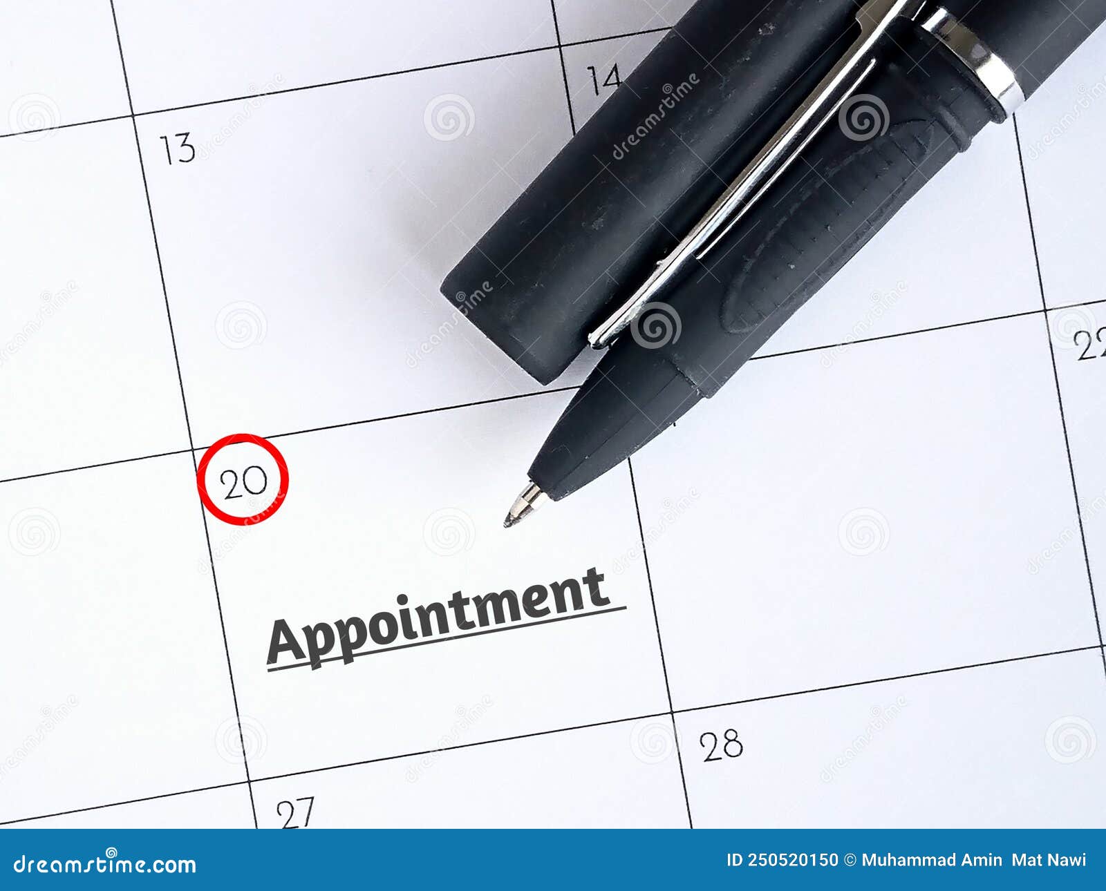 Close Up Handwriting Word Appointment on Calendar Stock Photo - Image ...