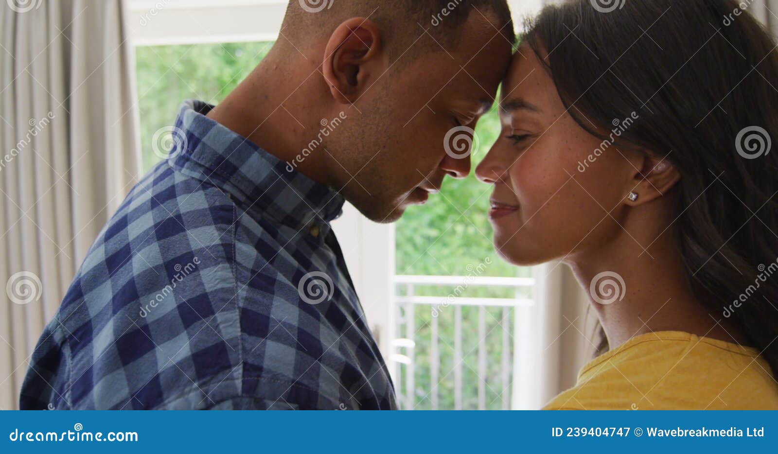 Two People Mid Adult Woman Female Mixed Race Man Male People Close