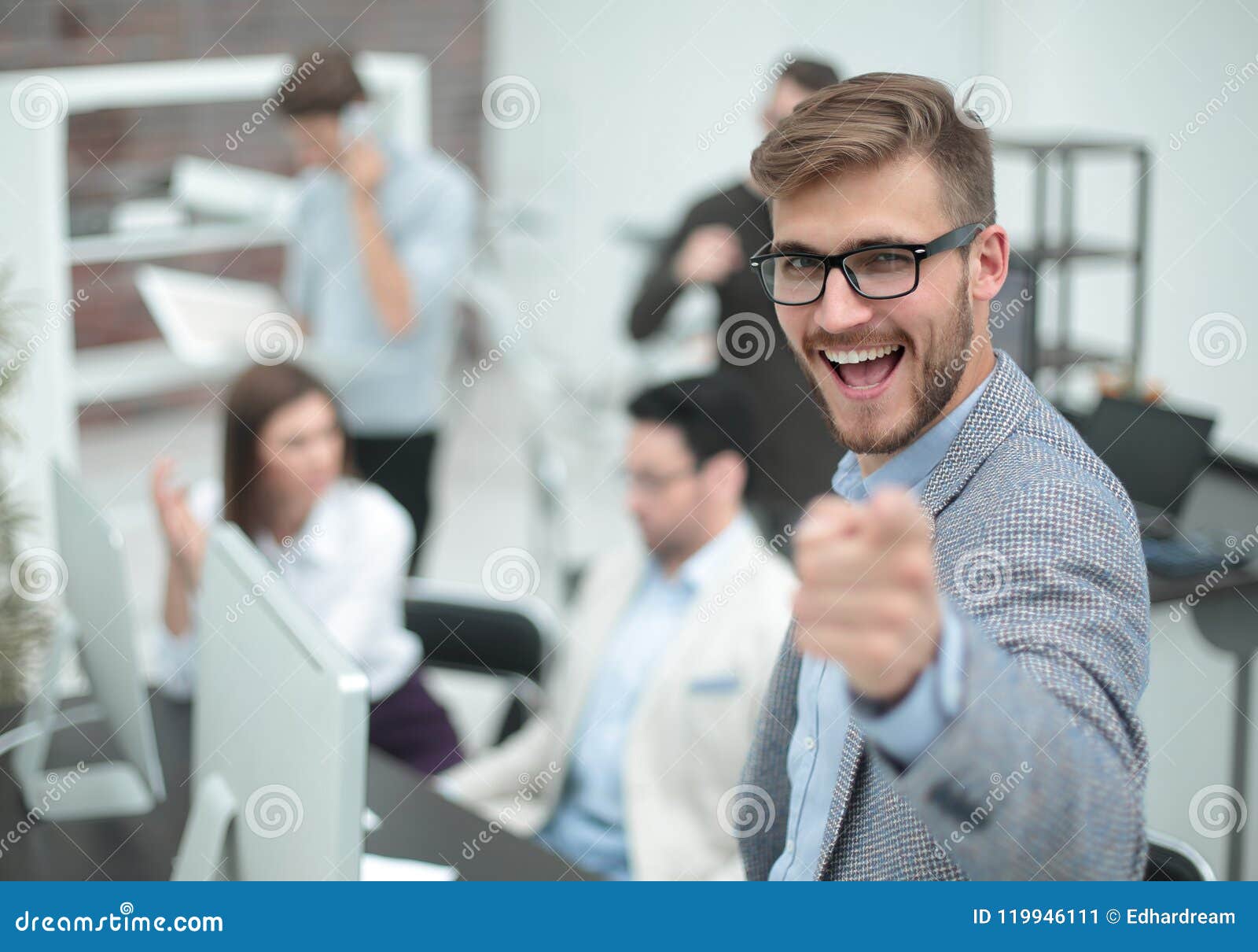 Close Up. Happy Businessman Pointing Finger at You Stock Image - Image ... Close Up. Happy Businessman Pointing Finger at You Stock Image - Image ...